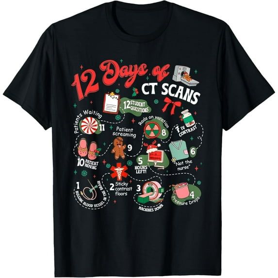 12 Days of CT Scans Christmas CT Tech Cat Scan T-Shirt - Walmart.com