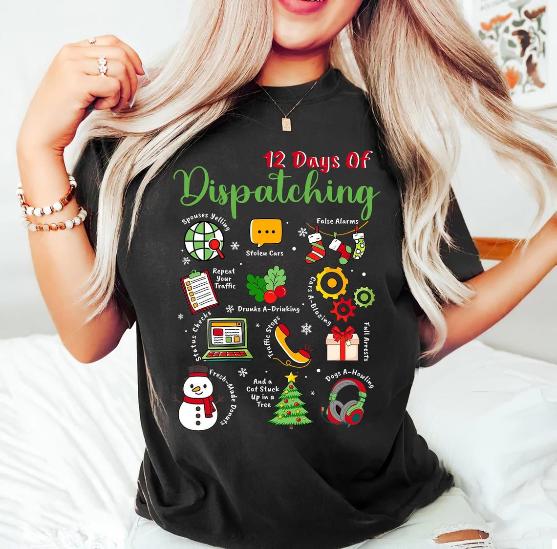 12 Days of Dispatching Christmas Shirt - Funny 911 Dispatcher Gift - Walmart.com