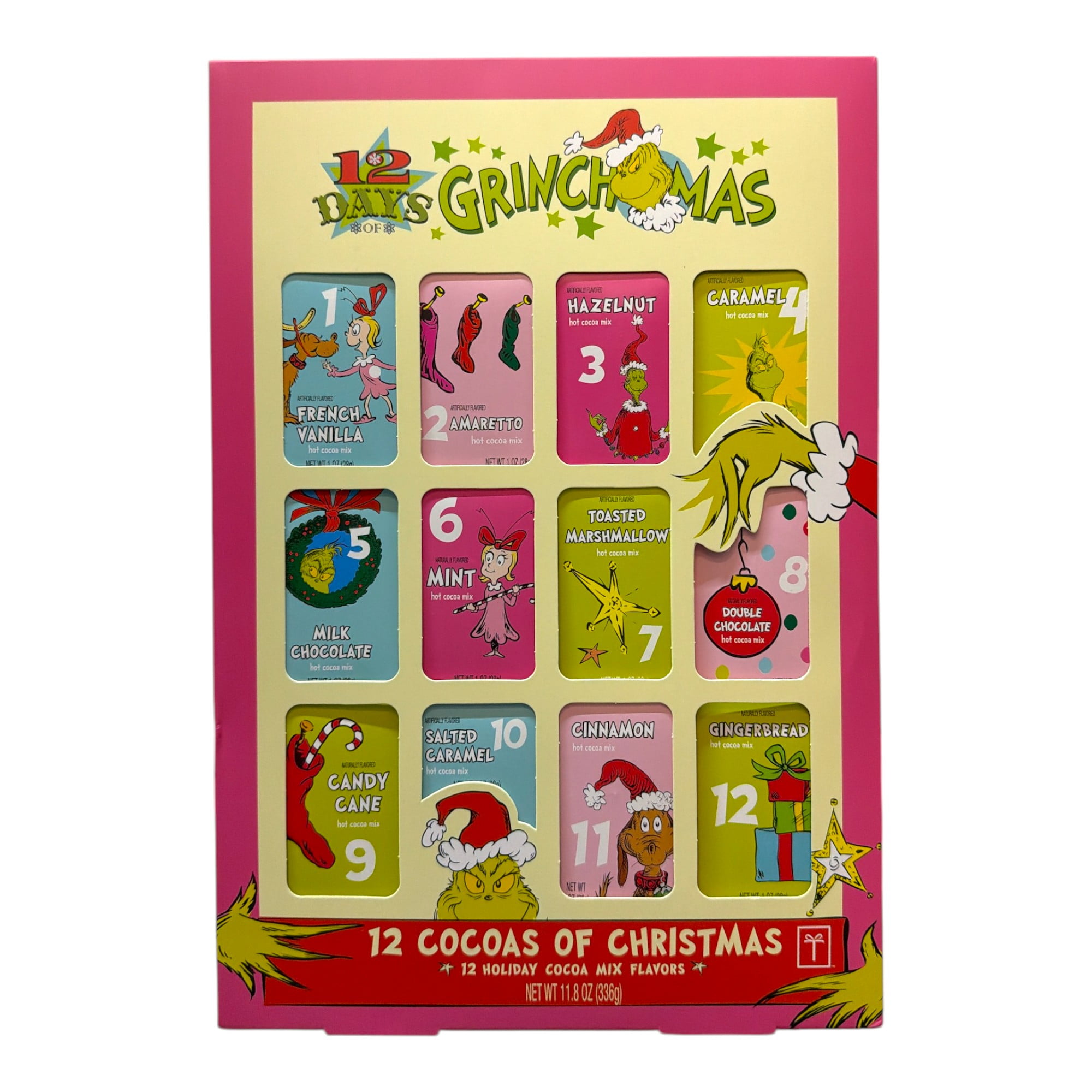 12 Days of Grinchmas Hot Cocoa Gift Set, 11.8 oz Holiday Drink Mix ...