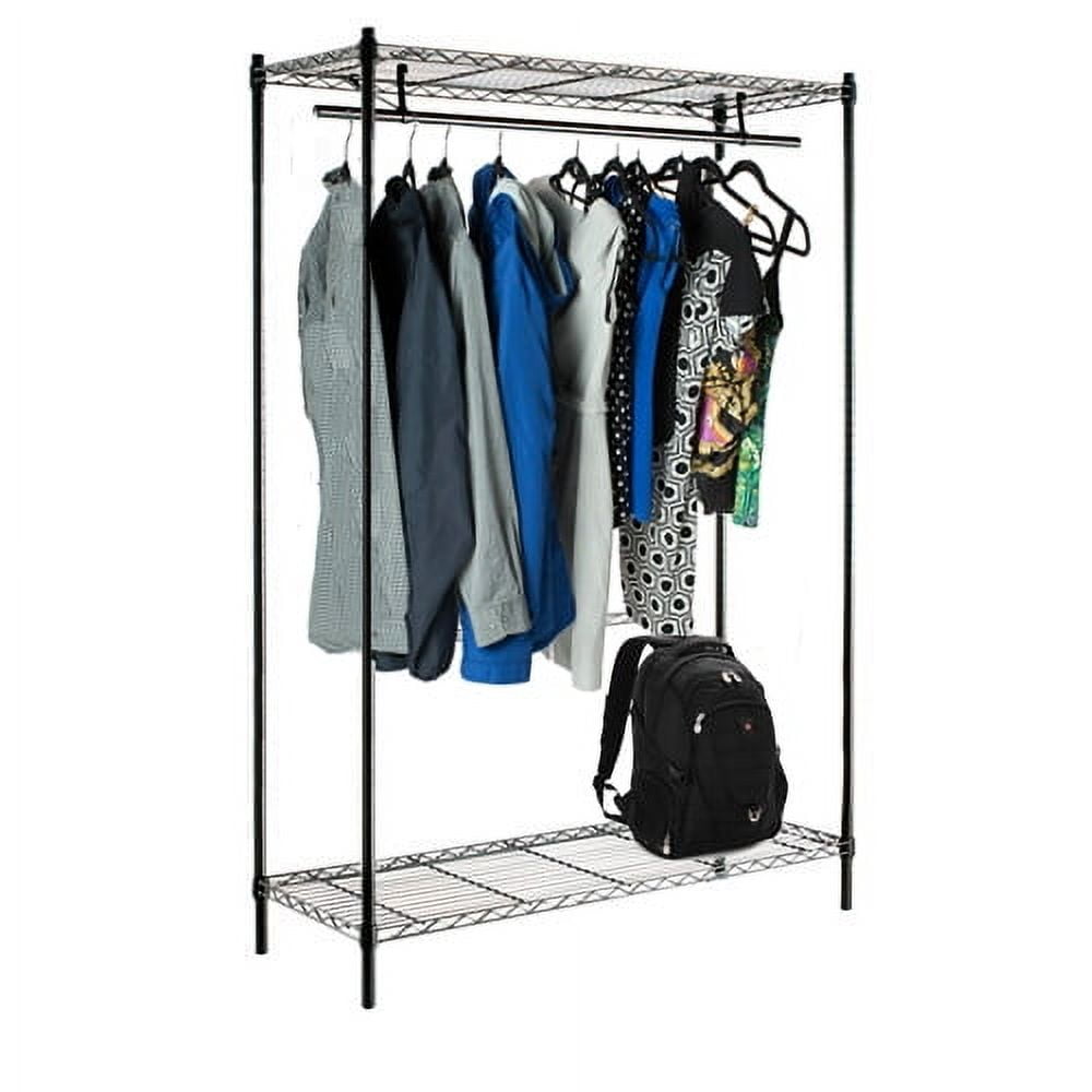 12" Deep x 24" Wide x 54" High 2 Tier Stationary Black Garment Rack ...