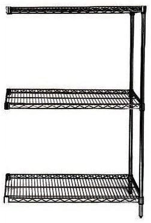 12" Deep x 48" Wide x 36" High 3 Tier Black Add-On Shelving Unit ...