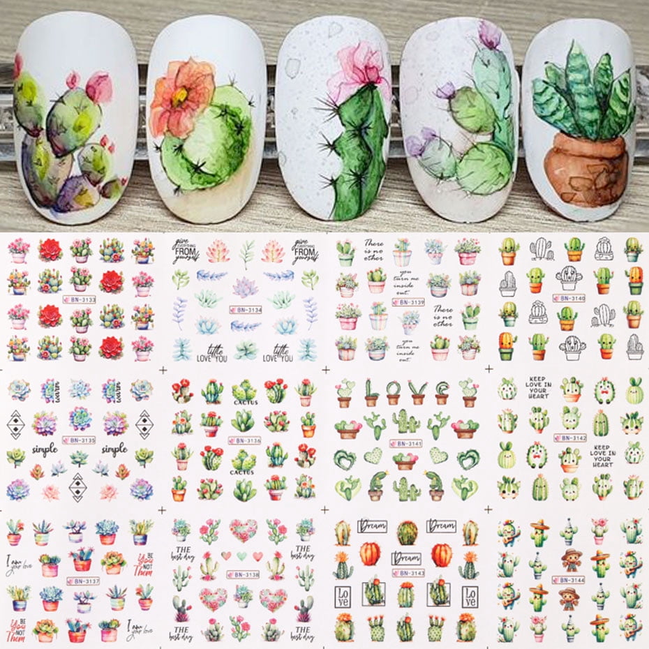 12 Design White Daisy Water Nails Stickers Summer Floral Water Decals ...