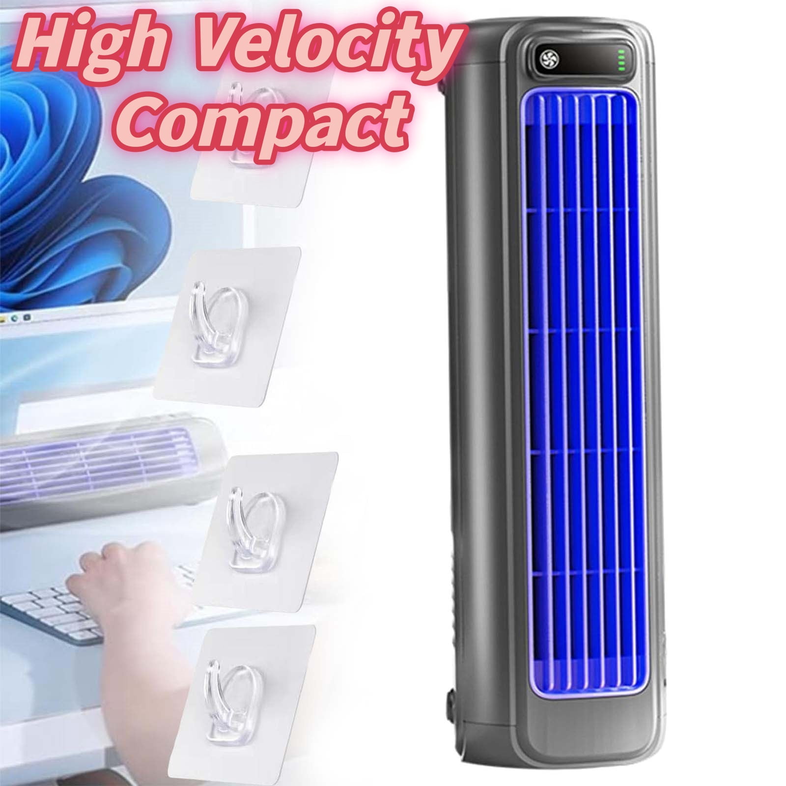12" Desk Tower Fan, Lightweight Portable with Long Battery, Can be Wall ...