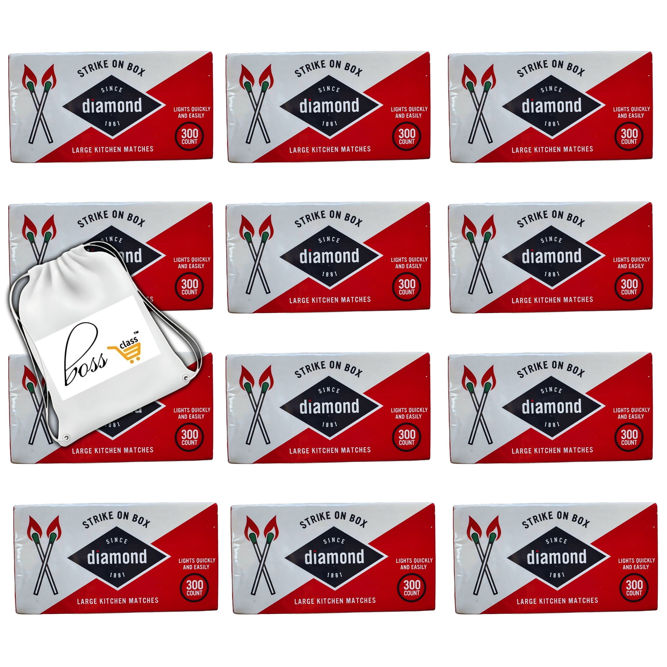 (12) Diamond Strike Anywhere 300Ct Large Kitchen Matches (3600 Sticks ...