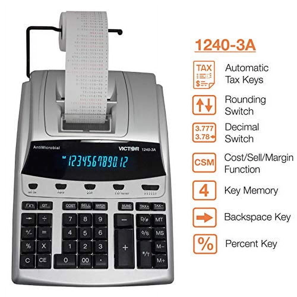 12-Digit Desktop Adding Machine, Large Easy To Read Display, Tape Print ...