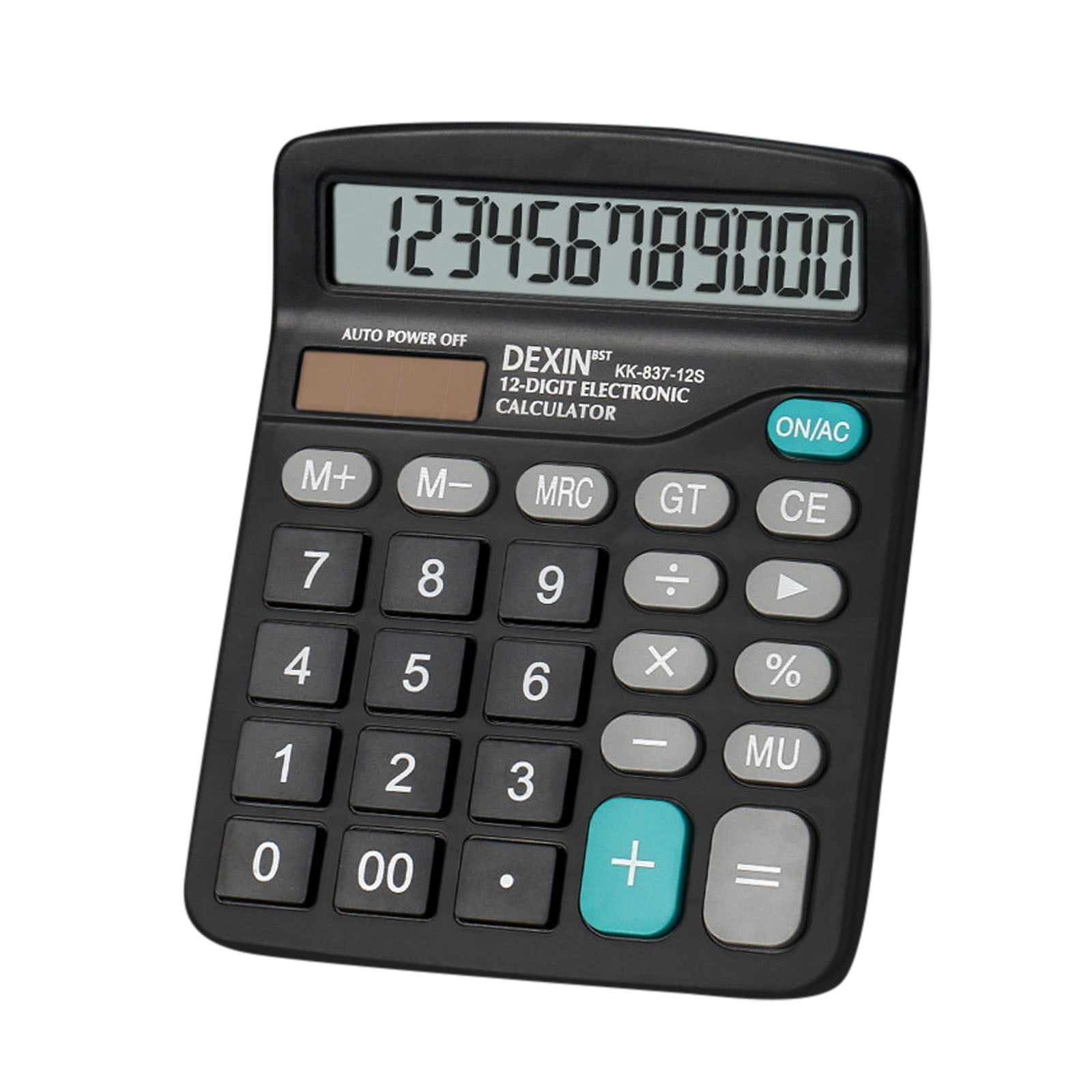 12-Digit Desktop Calculator with Large LCD Display - Dual Solar/Battery Power, Big Button Office ...