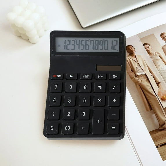 12 Digit Solar Calculator Dual Power Pocket Calculator Large LCD ...