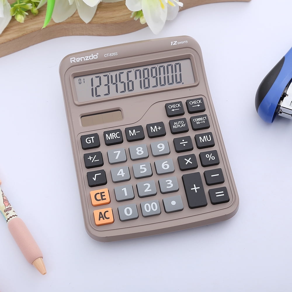 12 Digit Large Lcd Display Calculator Standard Function Calculator Solar And Battery Dual Power