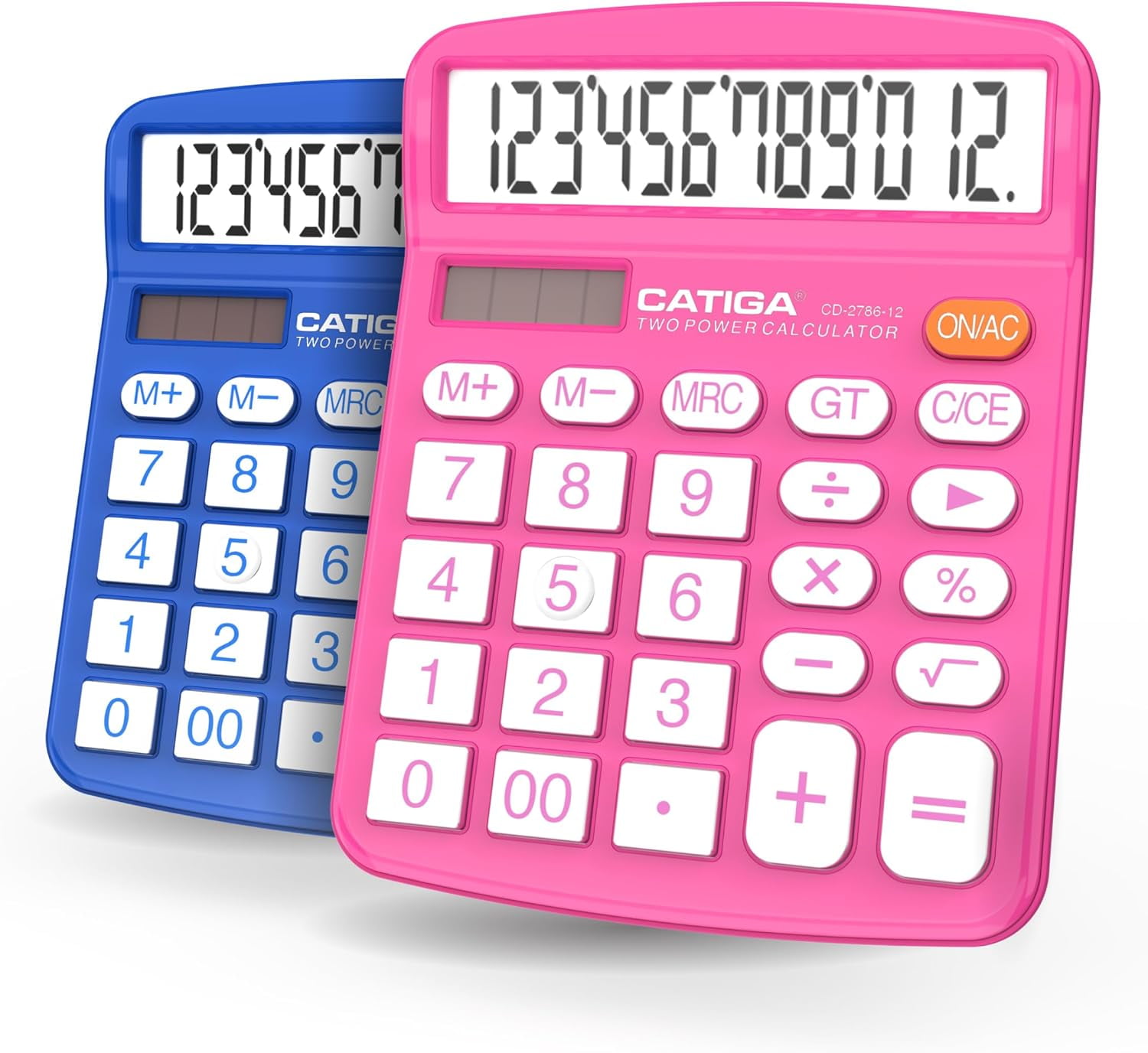 12 Digits Desktop Calculator with Large LCD Display and Sensitive Button, Dual Solar Power and ...