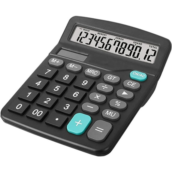 12 Digits Desktop Calculator with Lar LCD Display, Basic Dual Solar ...