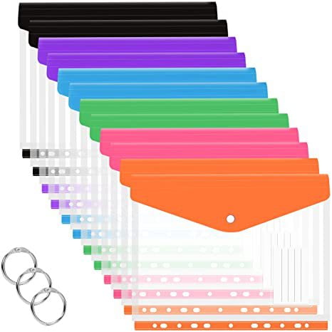 12 Dimensional Snap Pockets A4 Pockets Expandable Envelopes Clear ...