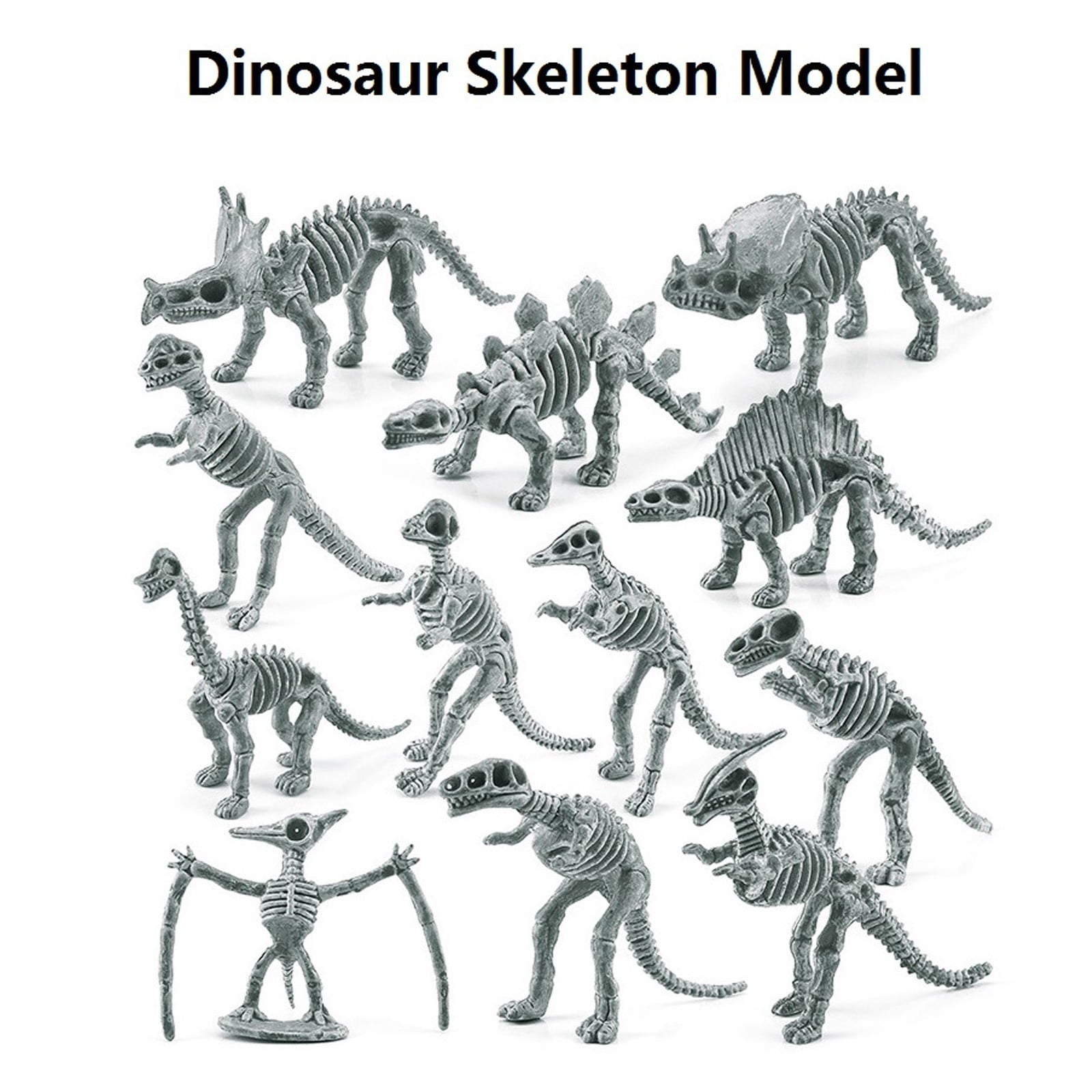 12 Dinosaur Fossilss Model Set, Multicolor Plastic Dinosaur Figurines ...