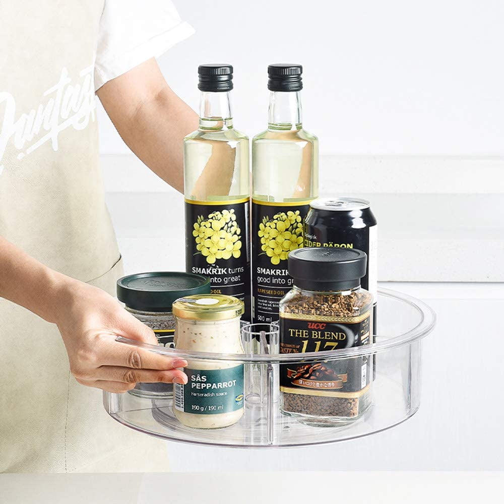12" Divided Lazy Susan Turntable Storage Container for Kitchen Cabinet ...