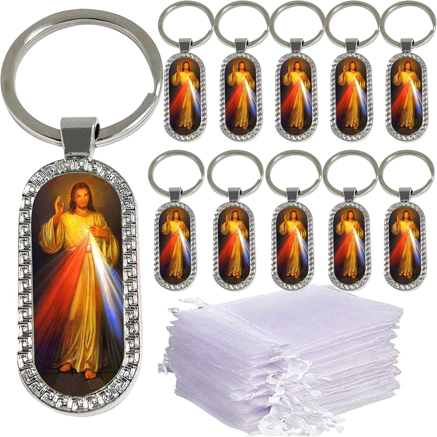 12 Divine Mercy Keychains Baptism Favors First Communion Christening ...