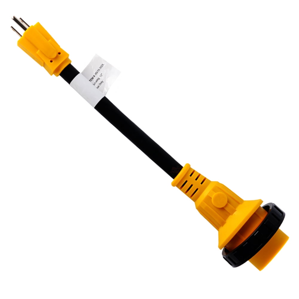 12" Dogbone RV Adapter Power Cord 15A Male 5-15P - 50A Twist Lock ...