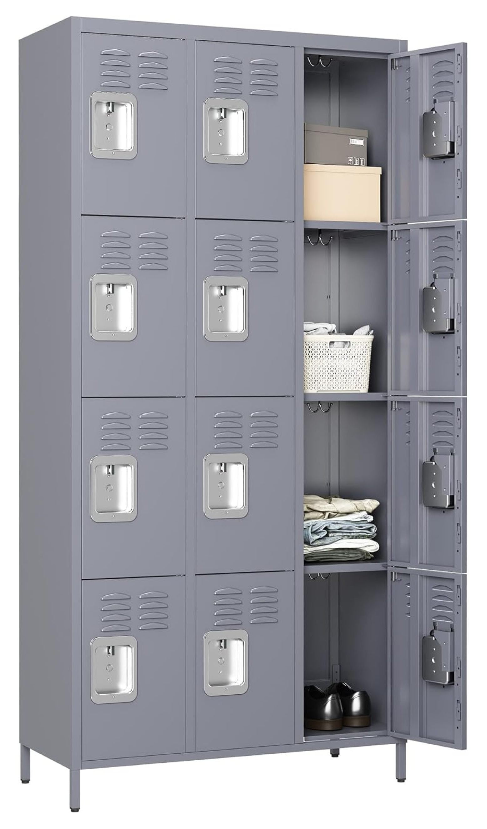 12 Doors Locker Storage Cabinet, Metal Locker for Employees, 72" Tall Lockers for Office School ...