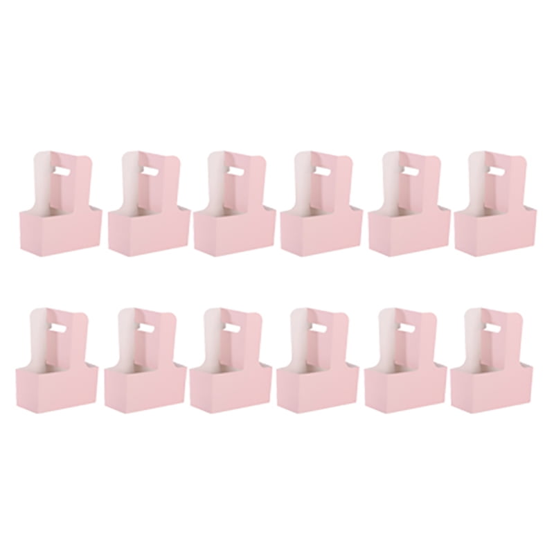 12 Double Cup Paper Gift Bags With Handles - Kraft Paper/Pink Wedding ...