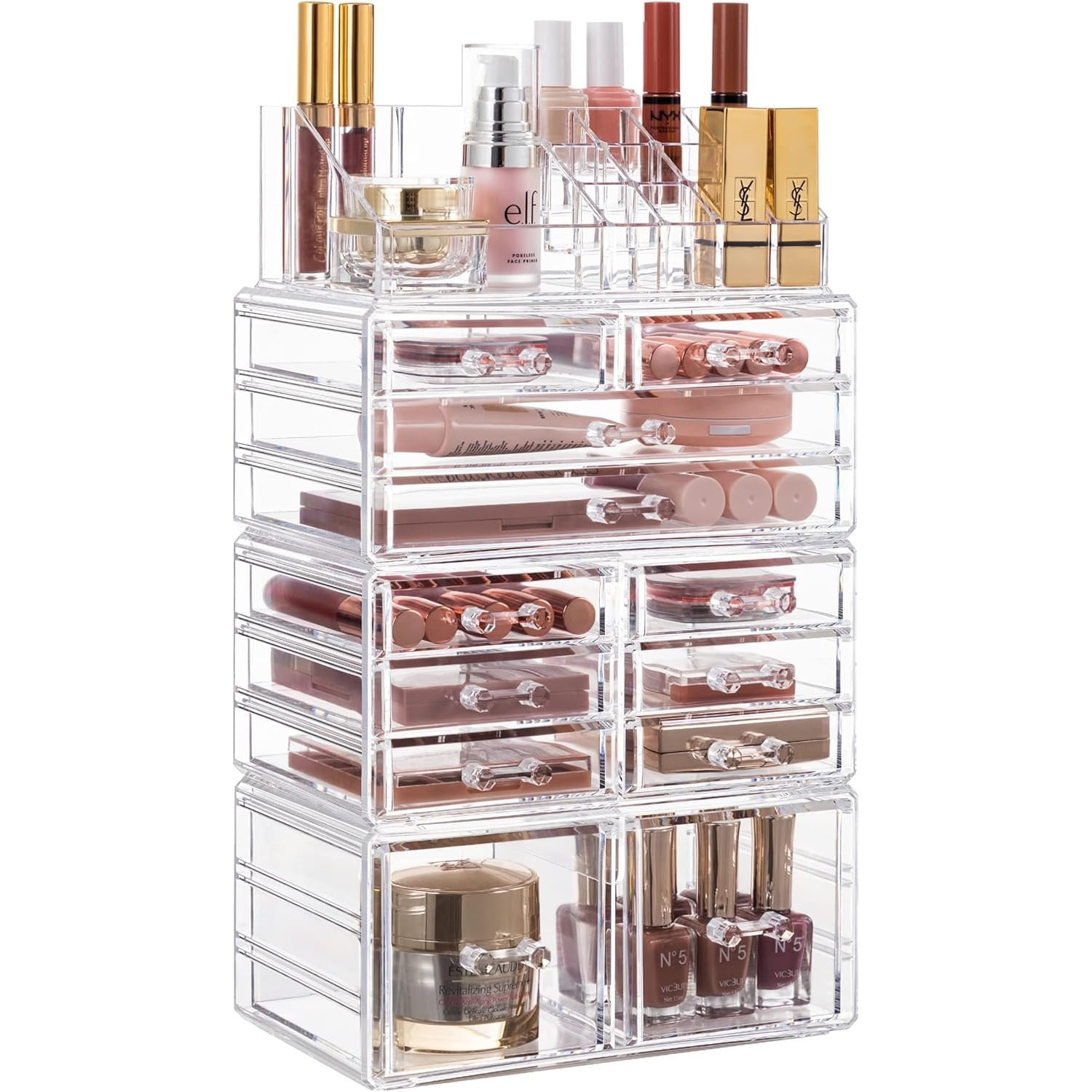 Acrylic Clear Dustproof Makeup Organizer Drawers Large Skin Care ...