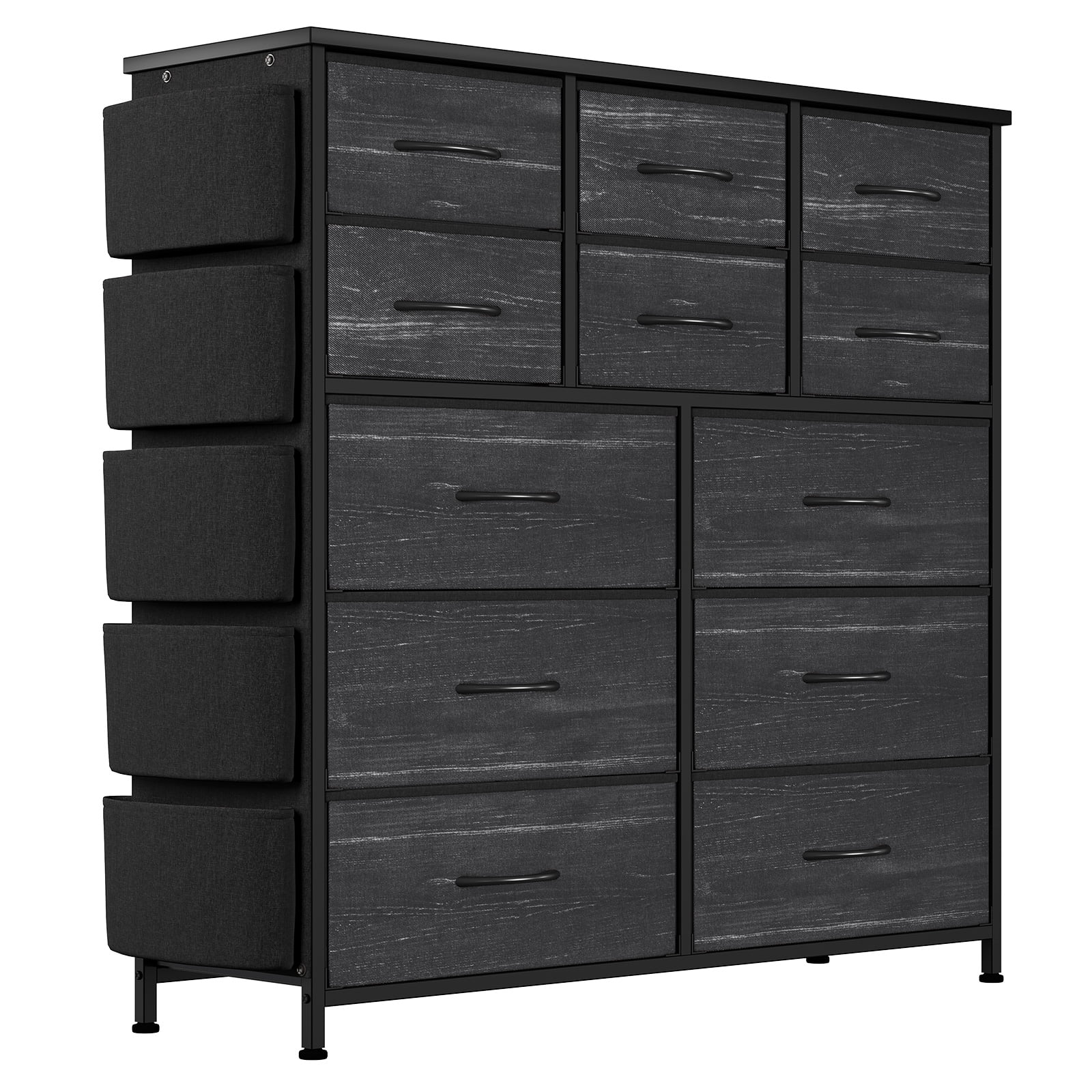 12-Drawer Fabric Dresser Storage Tower with Side Pockets, Multi-Drawer ...