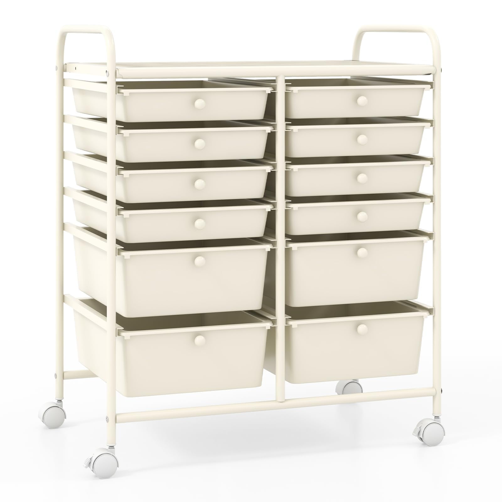 12 Drawer Mobile Craft Cart with Locking Wheels, Rolling Storage ...