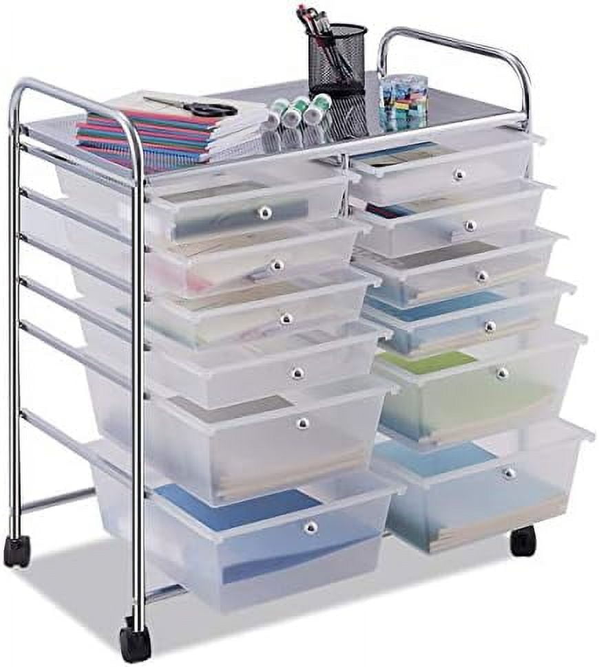 12-Drawer Organizer Cart Tools, Office School Paper Organizer Rolling ...