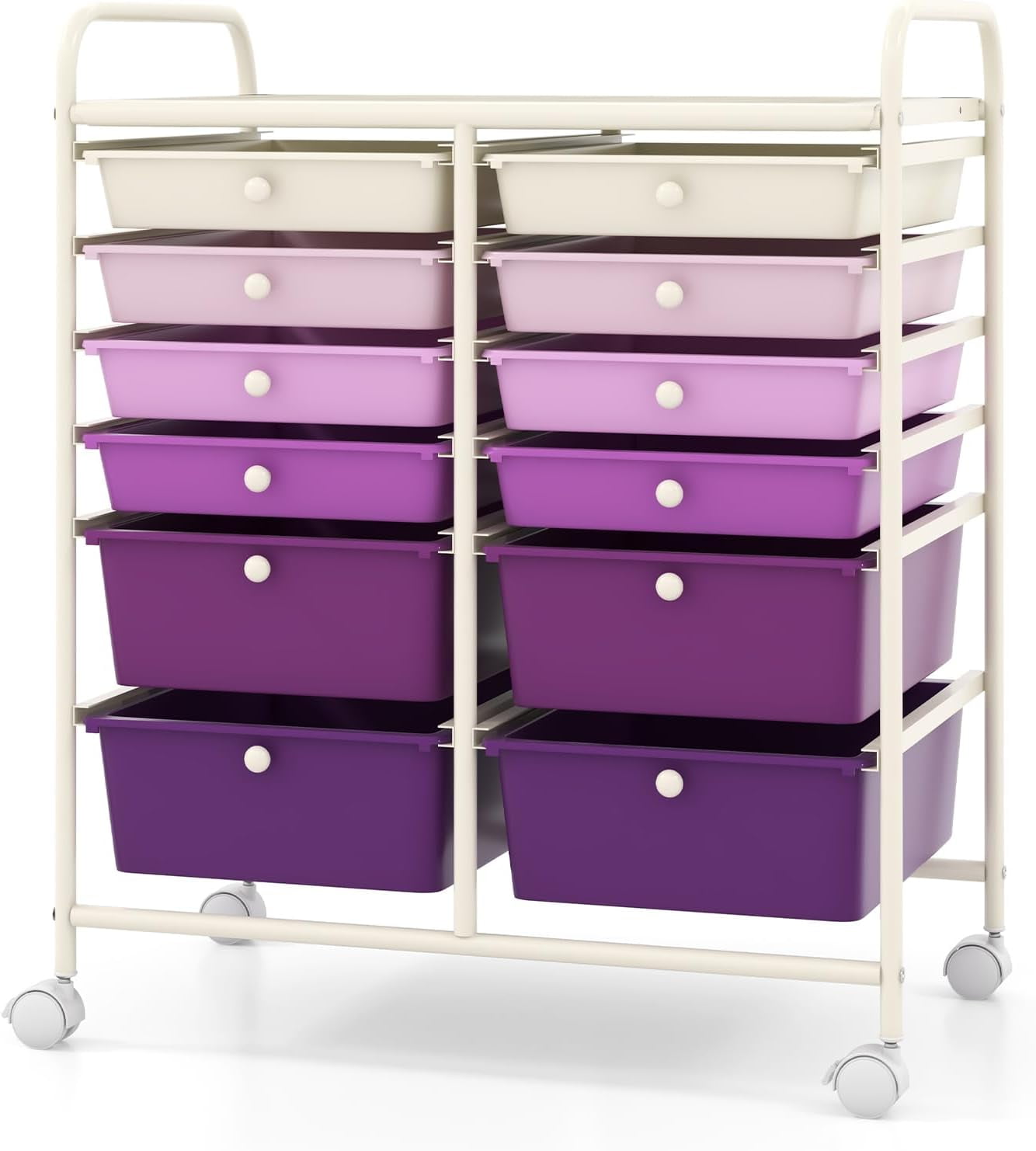 12 Drawer Rolling Cart with Drawers, Storage Cart with Lockable Wheel ...