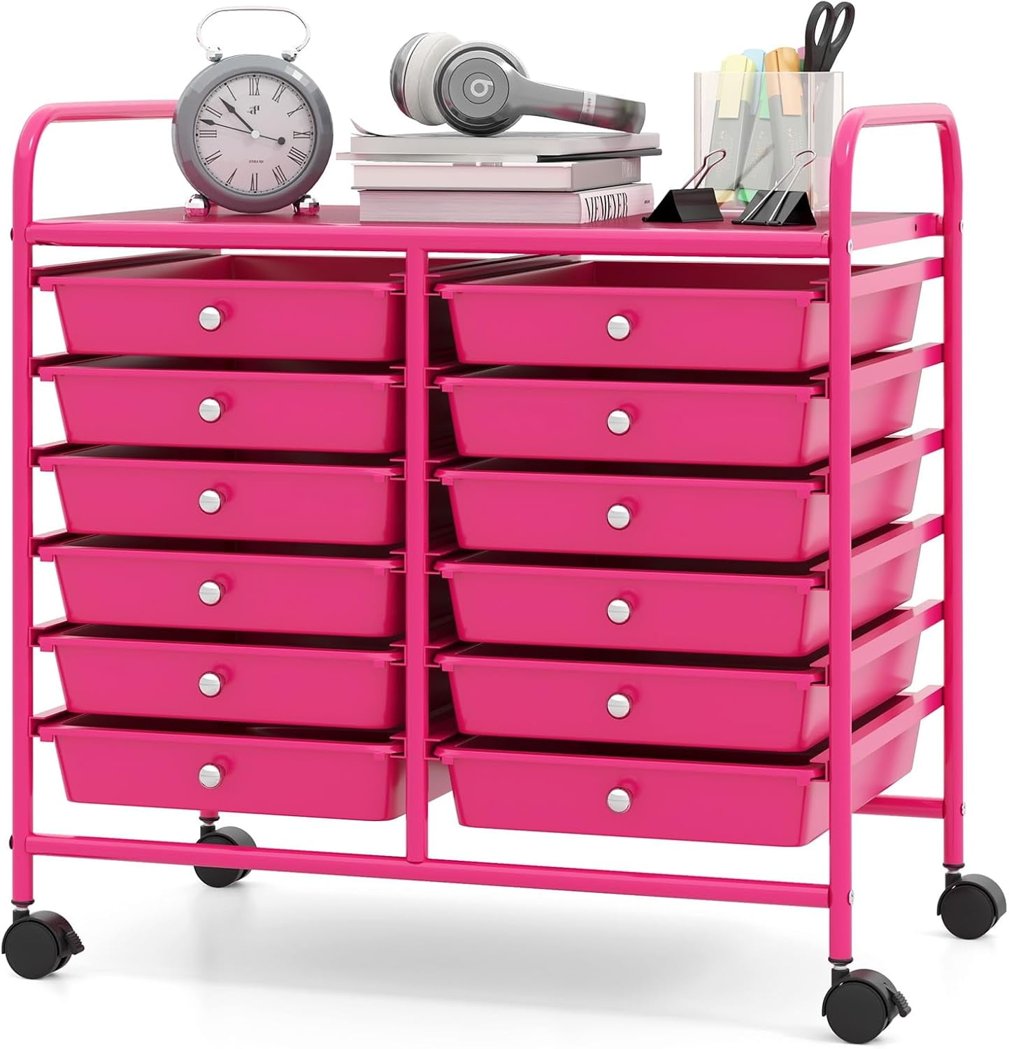 12-Drawer Rolling Cart with Drawers, Storage Cart with Universal Wheel ...