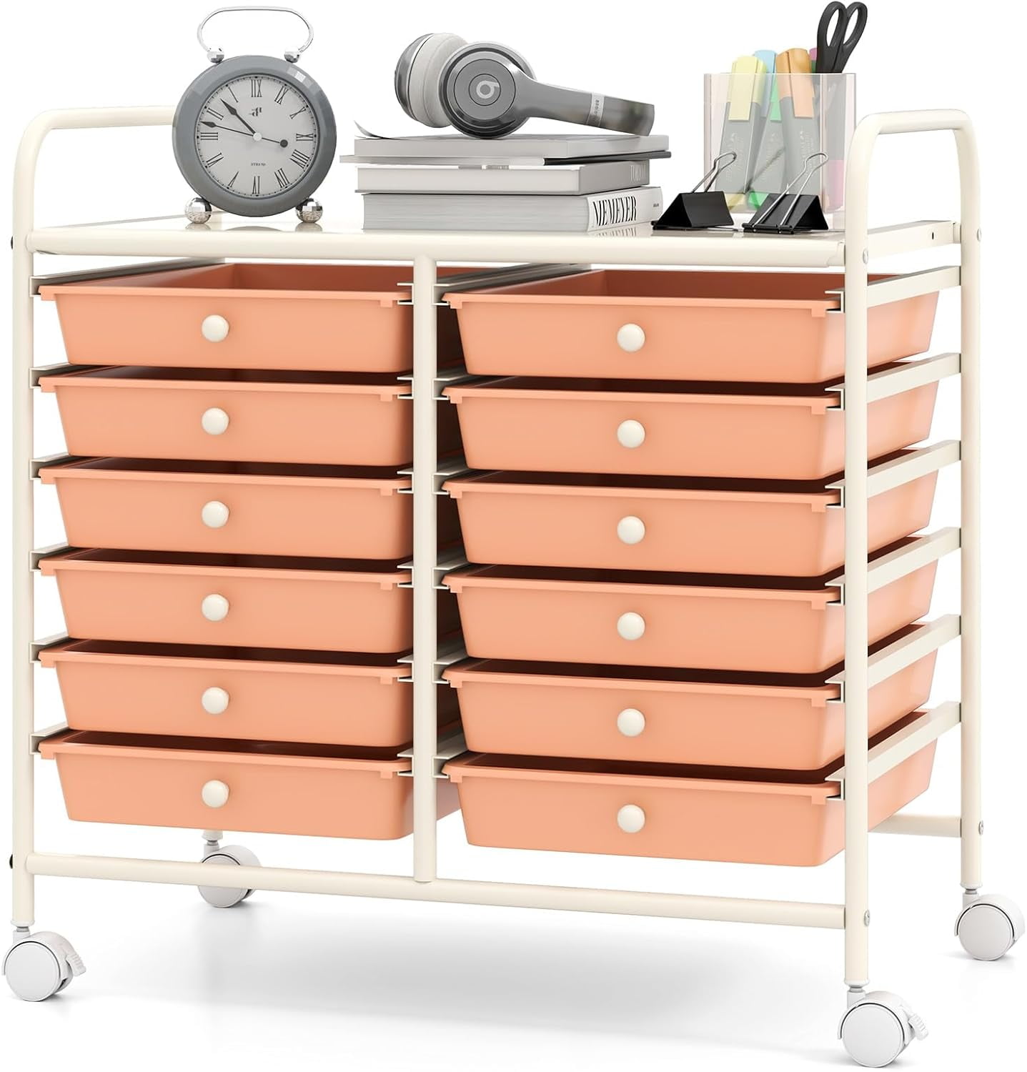 12-Drawer Rolling Cart with Drawers, Storage Cart with Universal Wheel ...