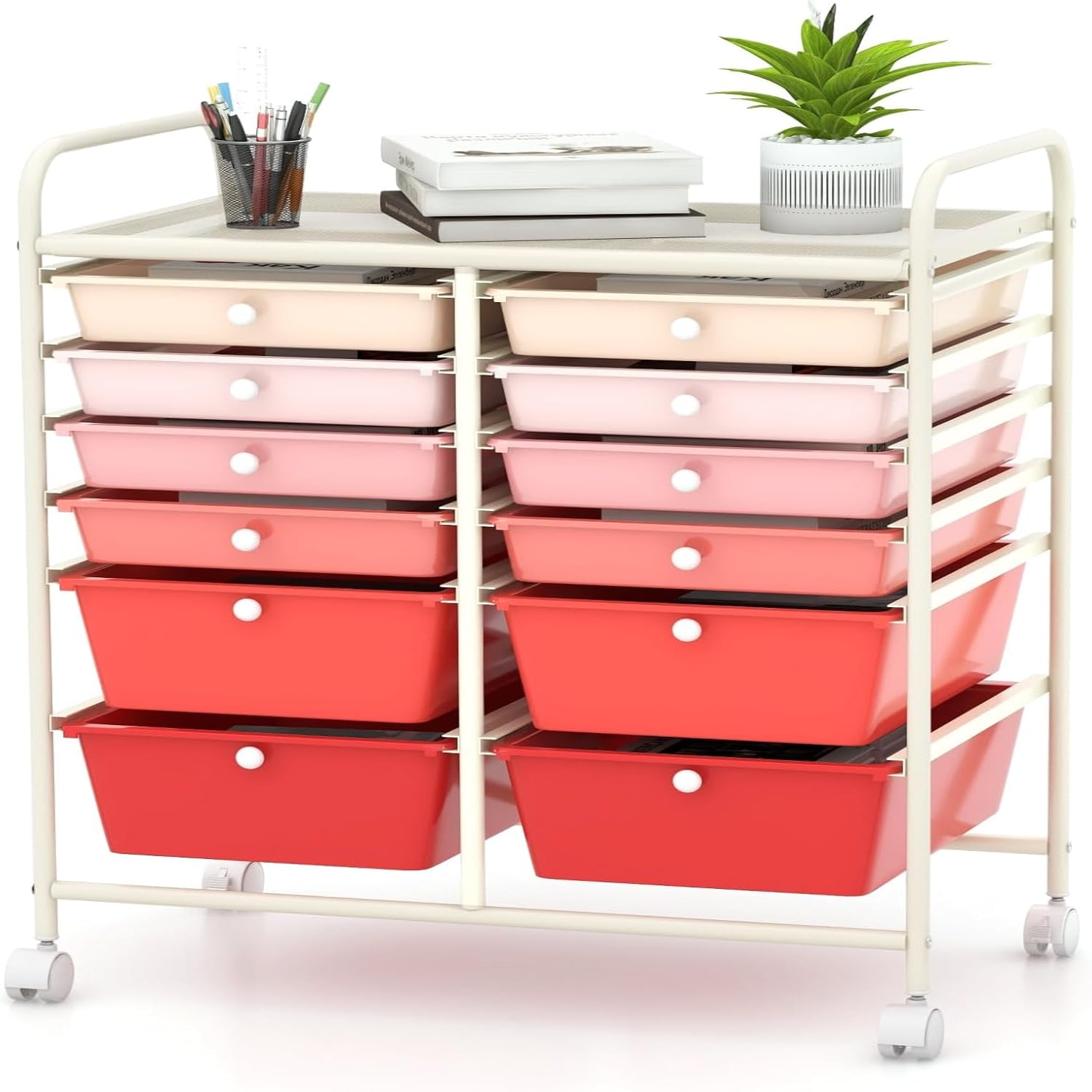 12-Drawer Rolling Cart Multipurpose Organizer Cart for Home Office ...