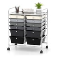 12-Drawer Rolling Cart, Storage Organizer Cart with Wheels - Black ...