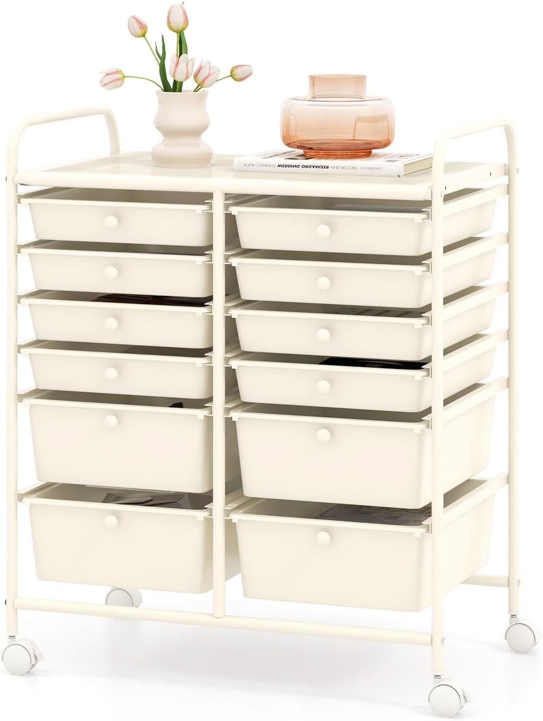 12-Drawer Rolling Storage Cart 12 Drawer Organizer Trolley Scrapbook ...