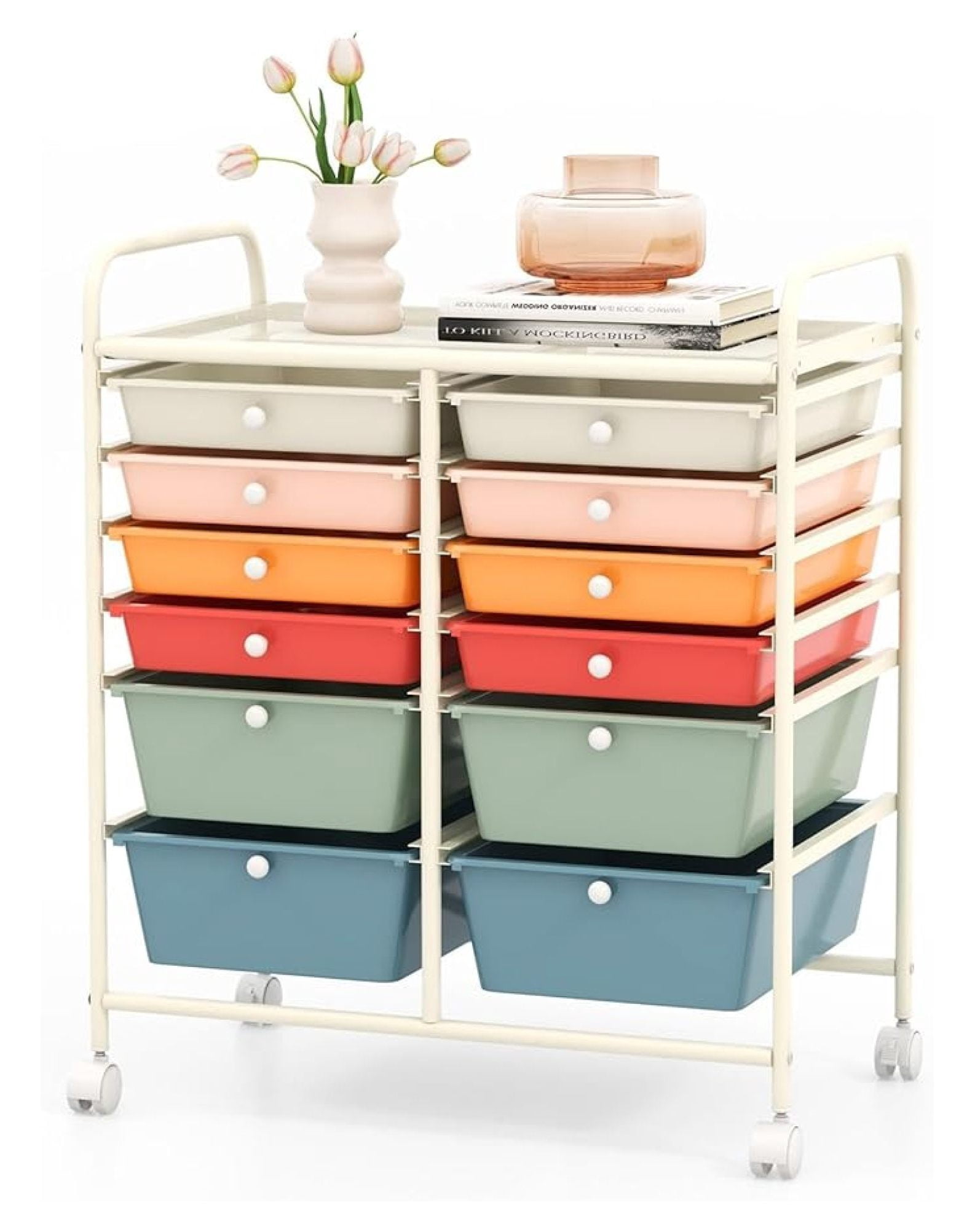 12-Drawer Rolling Storage Cart, 12 Drawer Organizer Trolley, Scrapbook ...