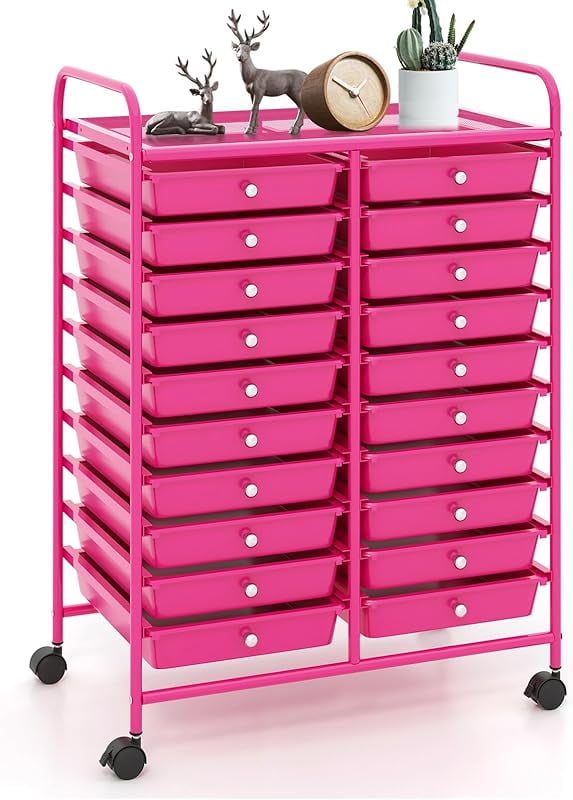 12 Drawer Rolling Storage Cart, Art Cart Organizer on Wheels, Mobile ...