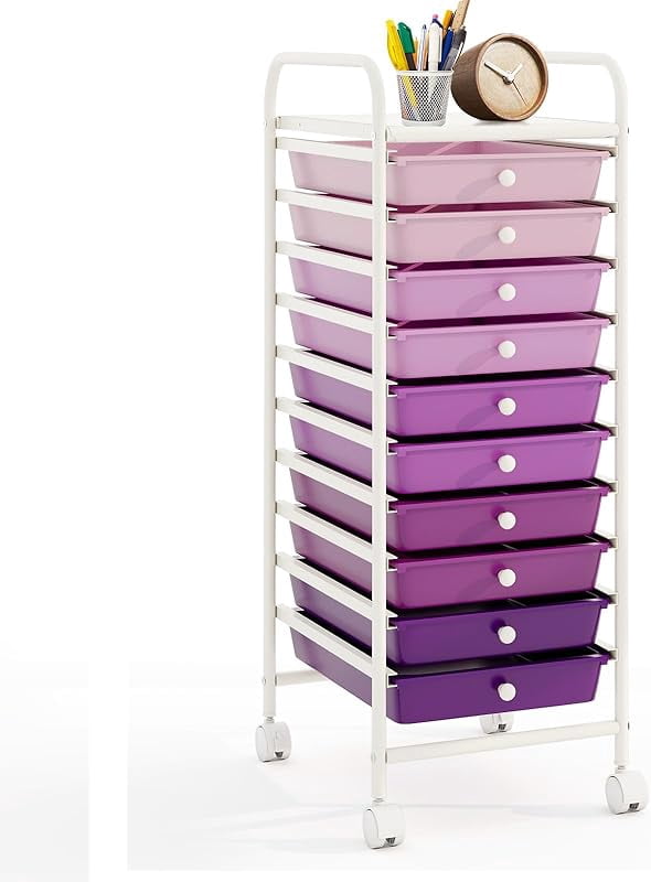 12 Drawer Rolling Storage Cart, Art Cart Organizer on Wheels, Mobile ...