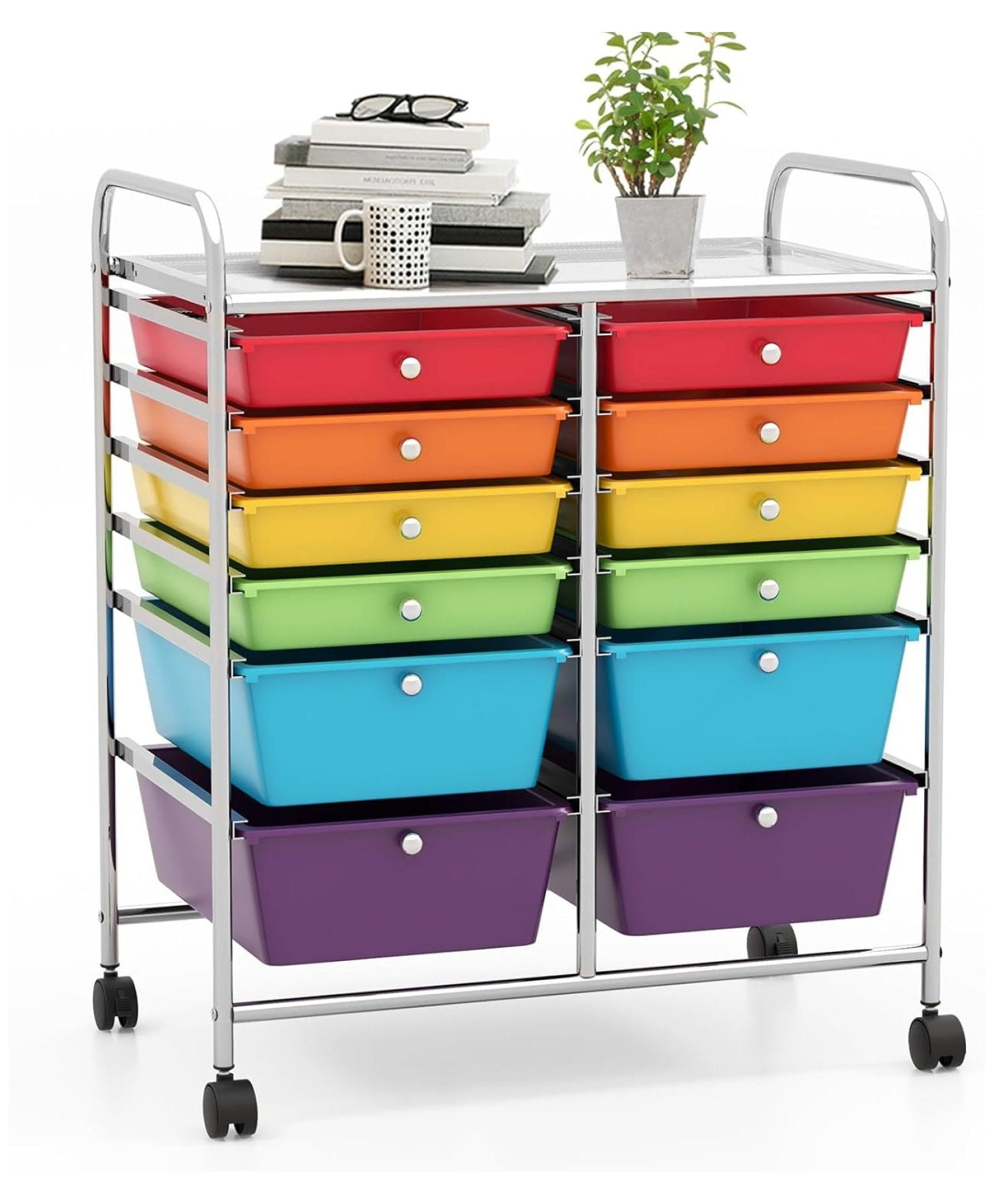 12 Drawer Rolling Storage Cart, Art Cart Organizer on Wheels, Mobile ...