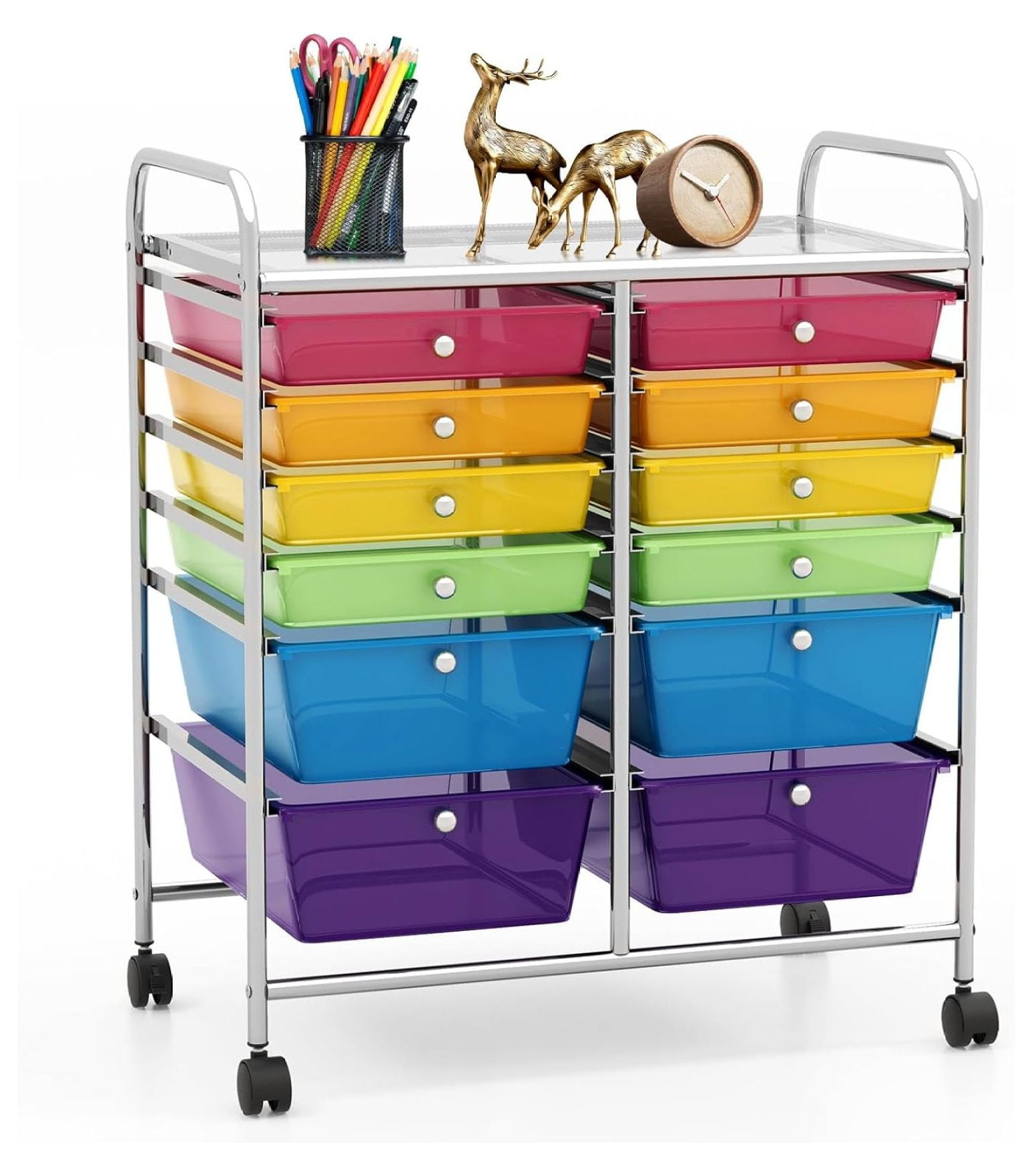 12 Drawer Rolling Storage Cart, Art Cart Organizer on Wheels, Mobile ...