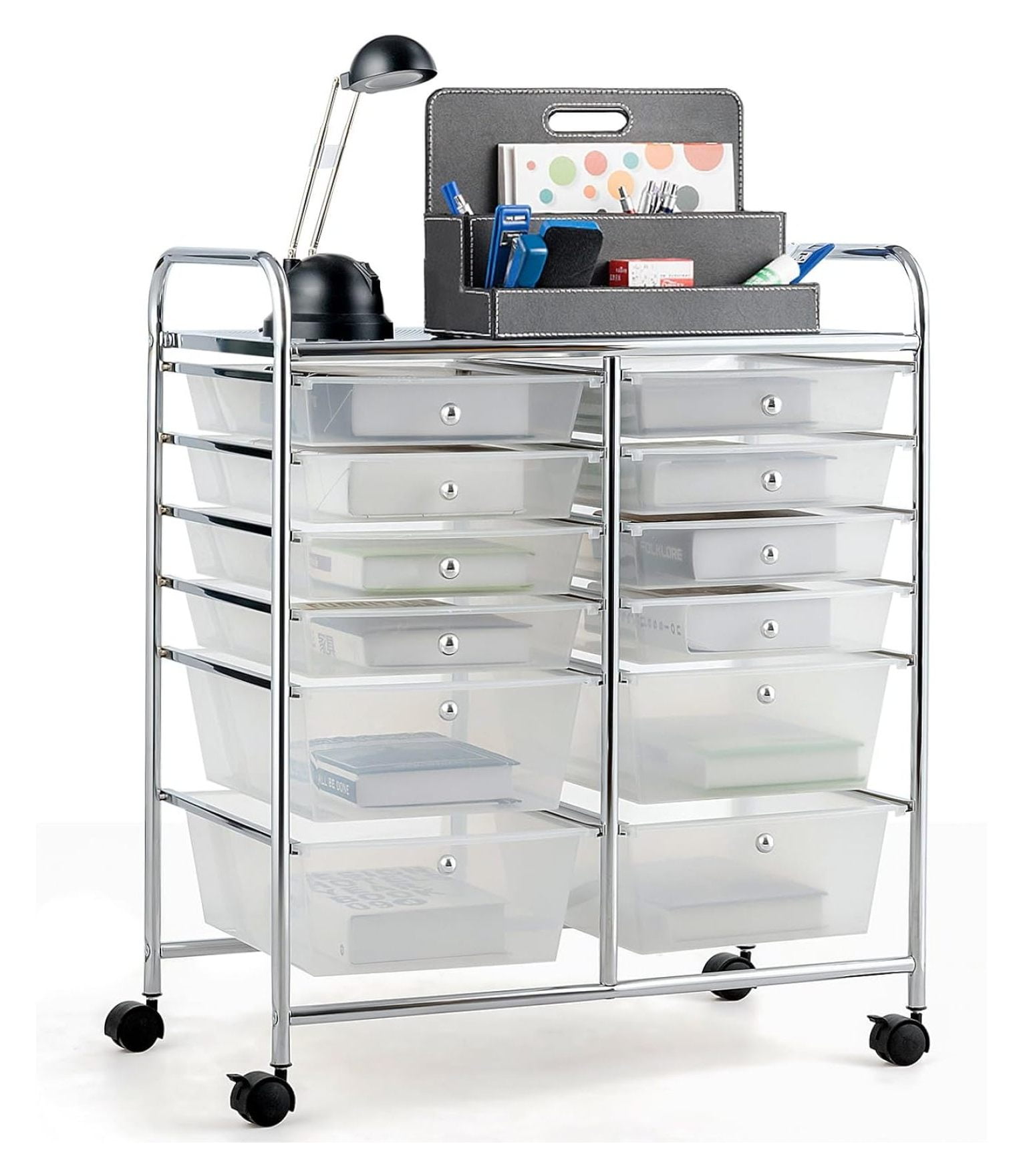 12 Drawer Rolling Storage Cart, Art Cart Organizer on Wheels, Mobile ...