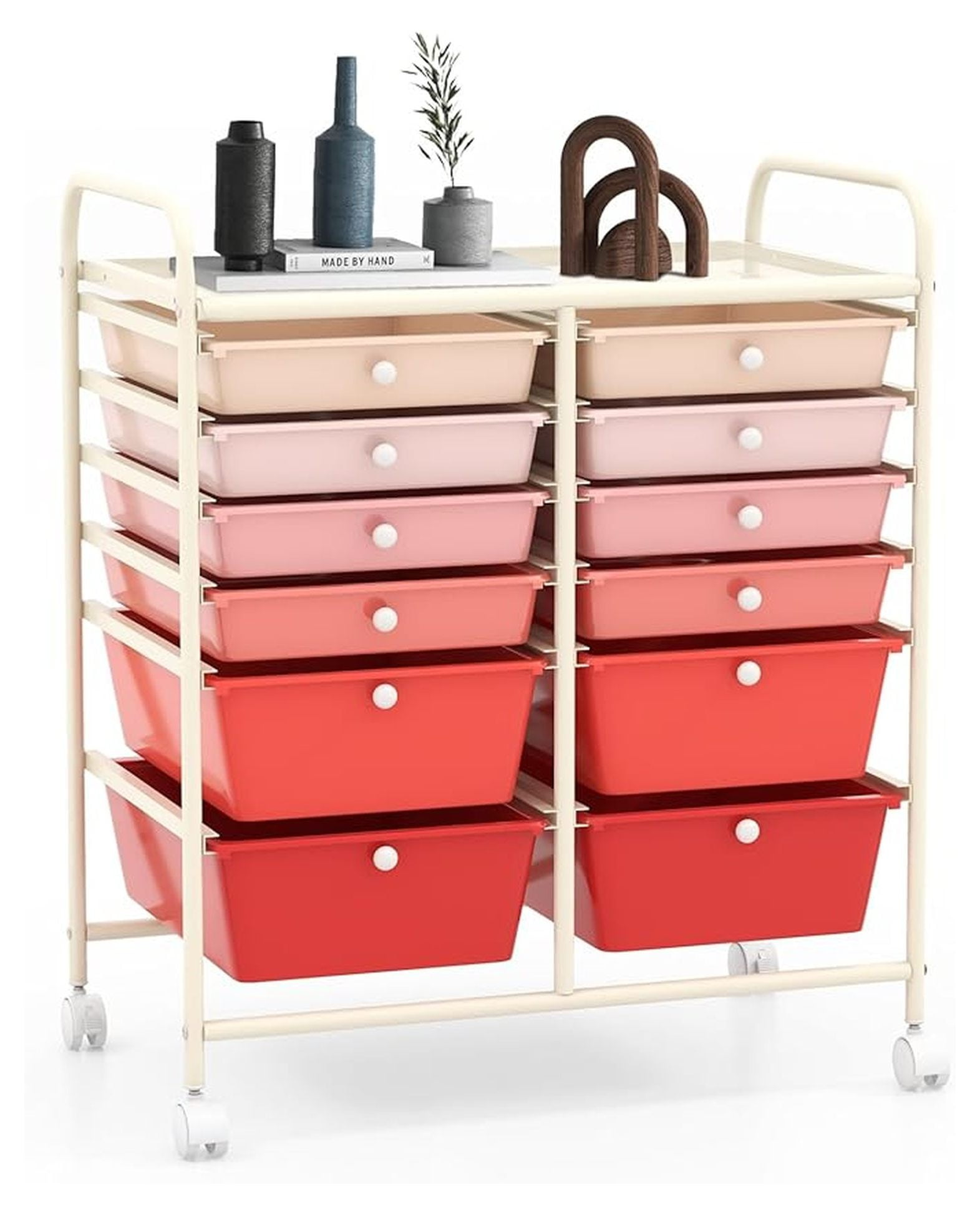 12 Drawer Rolling Storage Cart, Art Cart Organizer on Wheels, Mobile ...