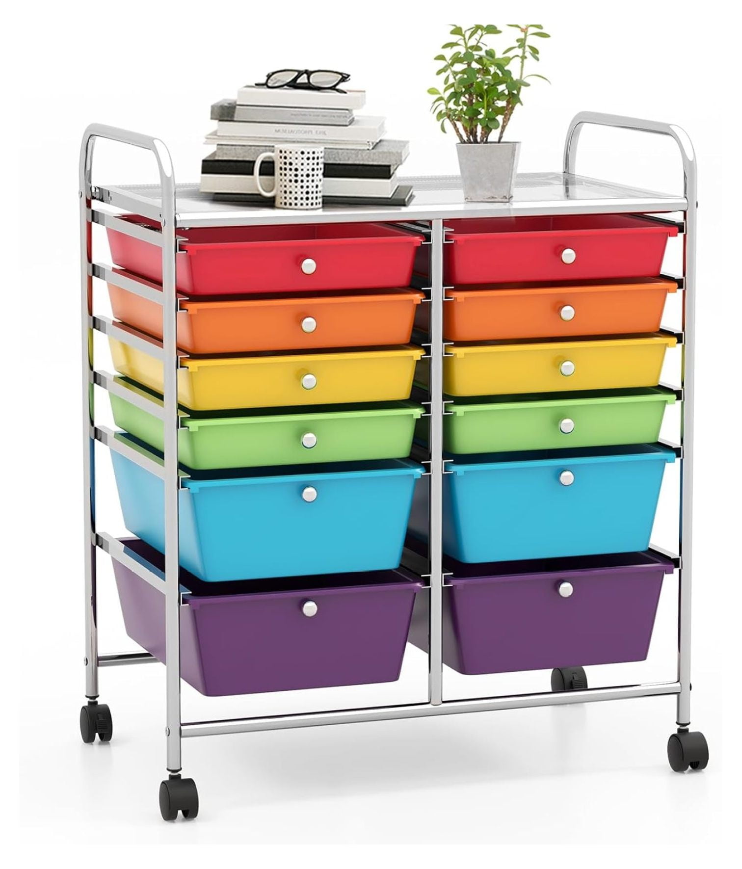 12 Drawer Rolling Storage Cart, Art Cart Organizer on Wheels, Mobile ...