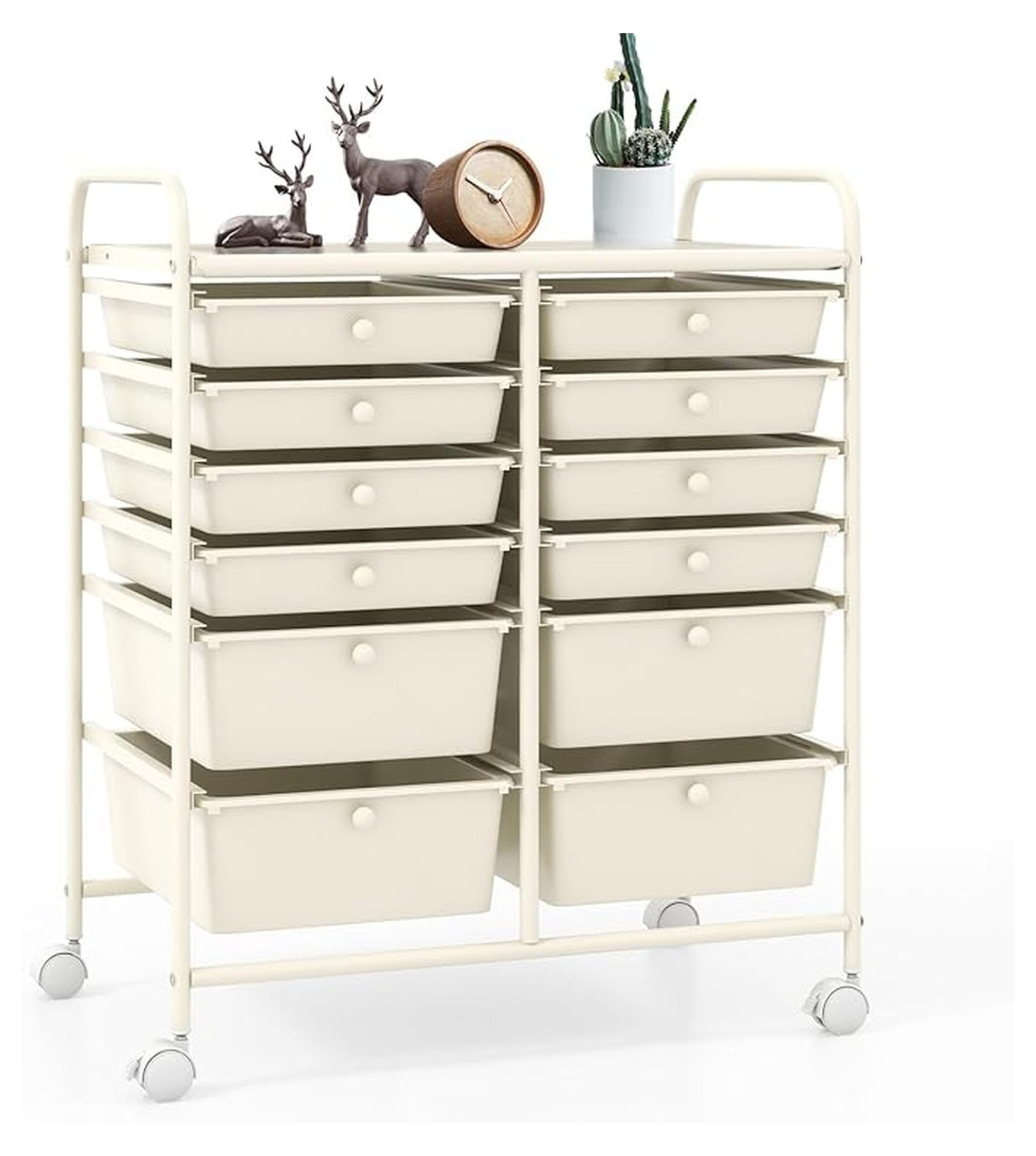 12 Drawer Rolling Storage Cart, Art Cart Organizer on Wheels, Mobile ...
