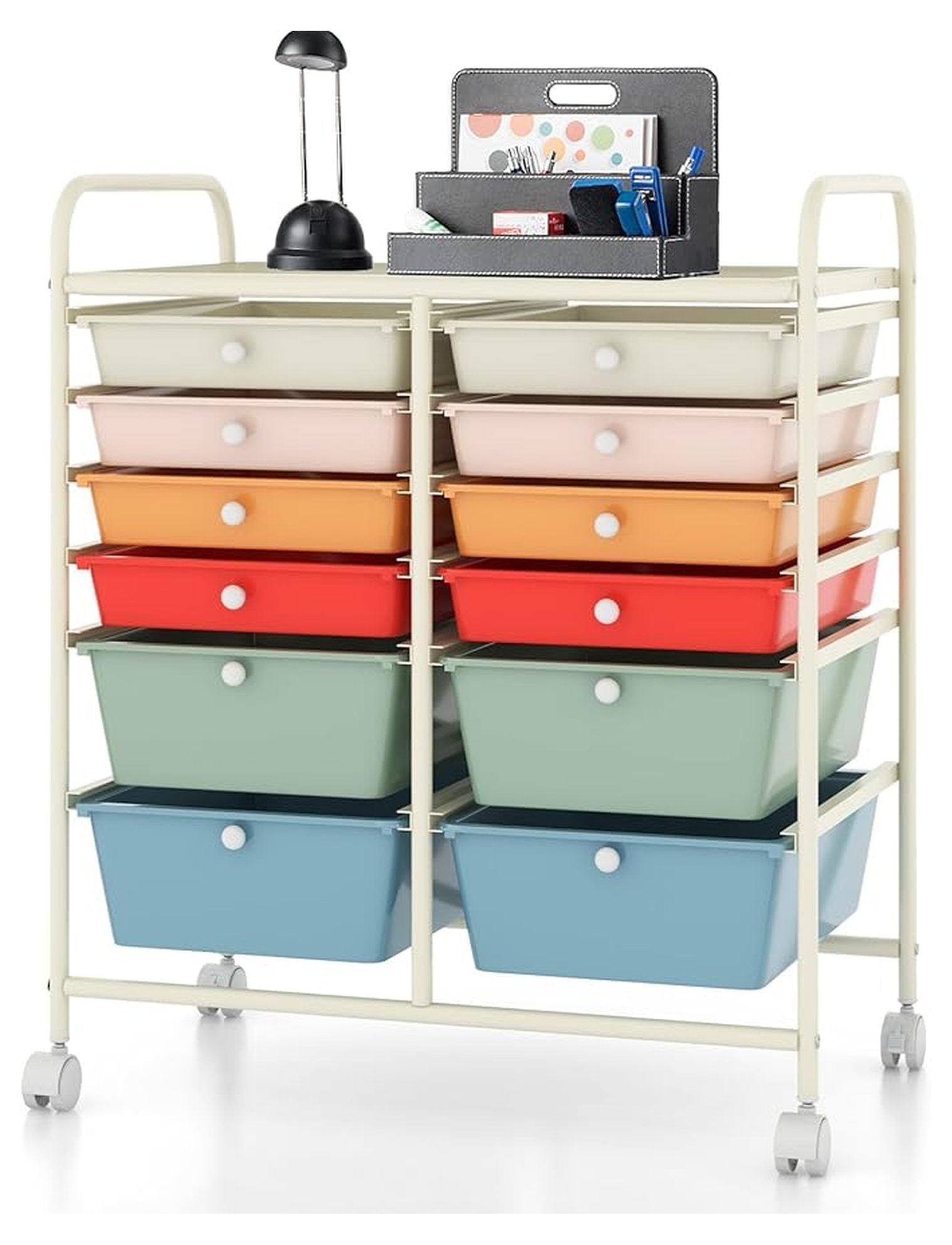 12 Drawer Rolling Storage Cart, Mobile Teacher Cart with Drawers ...