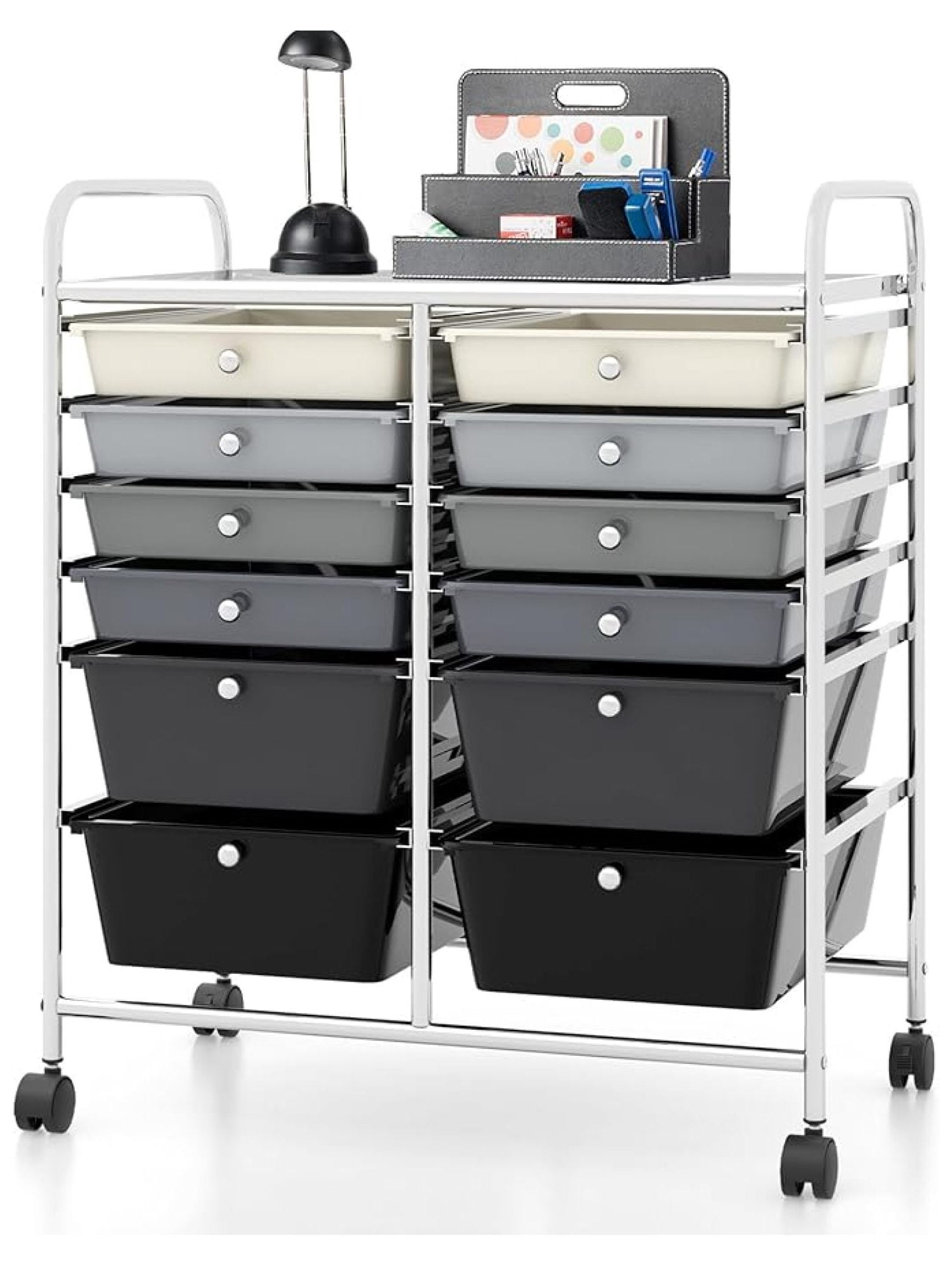 12 Drawer Rolling Storage Cart, Mobile Teacher Cart with Drawers ...