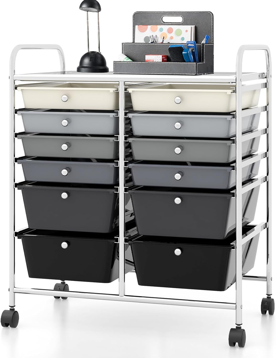 12 Drawer Rolling Storage Cart, Mobile Teacher Cart with Drawers ...