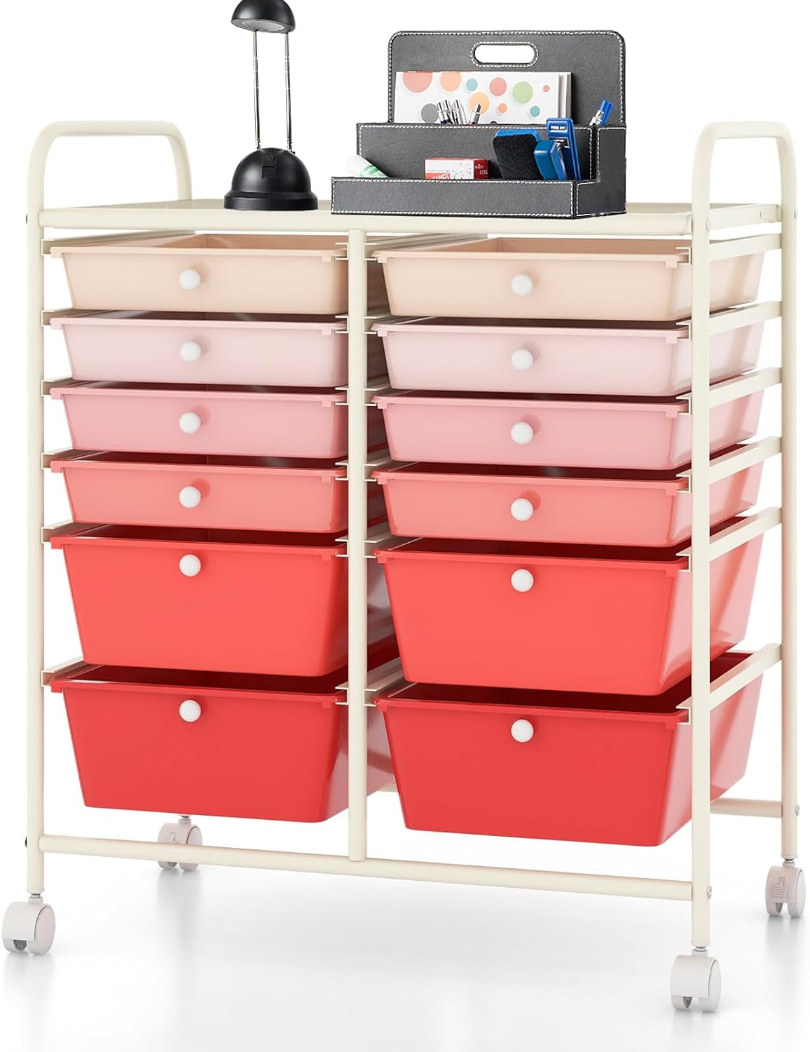 12 Drawer Rolling Storage Cart, Mobile Teacher Cart with Drawers ...