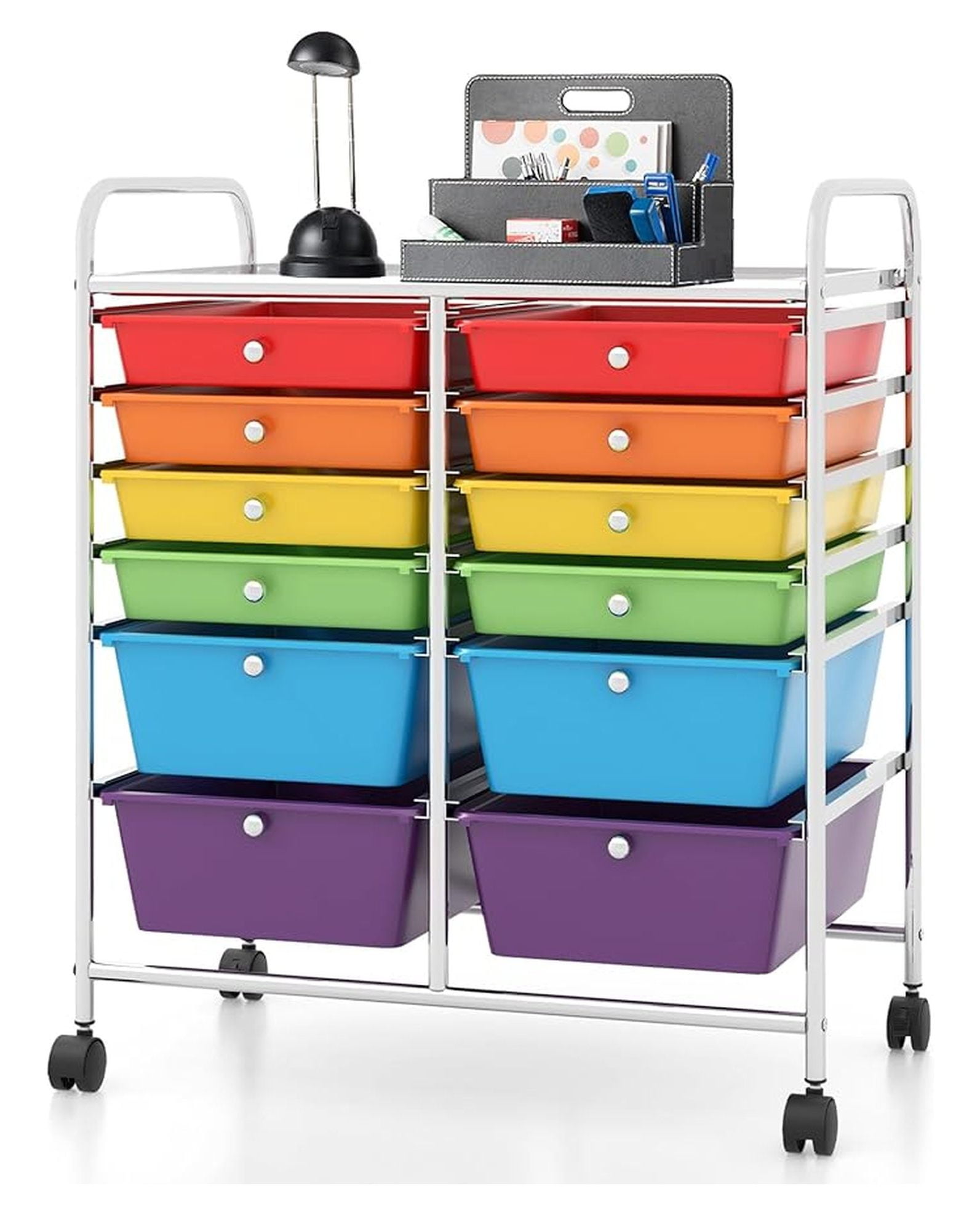 12 Drawer Rolling Storage Cart, Mobile Teacher Cart with Drawers ...