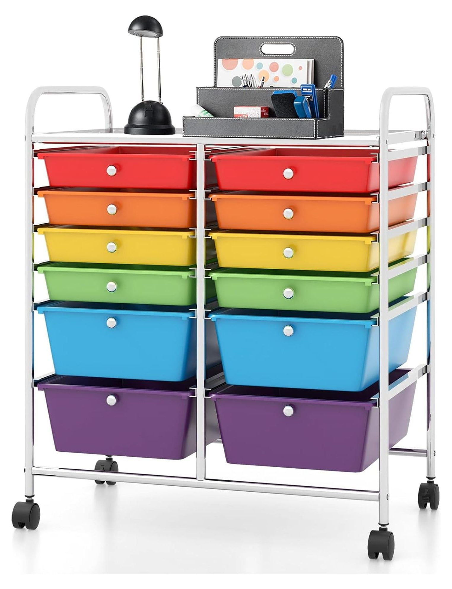 12 Drawer Rolling Storage Cart, Mobile Teacher Cart with Drawers ...