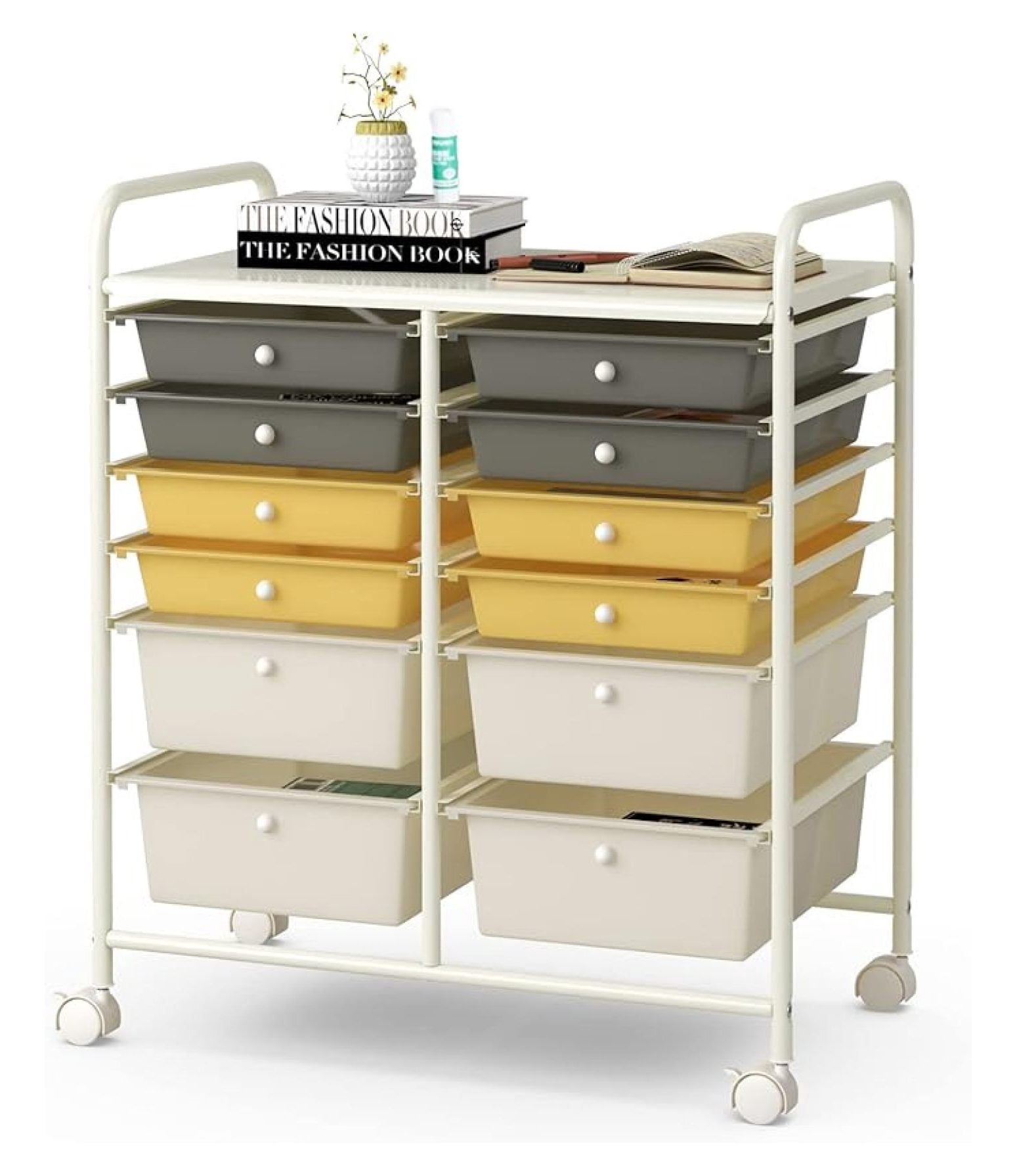 12 Drawer Rolling Storage Cart, Mobile Teacher Cart with Drawers ...