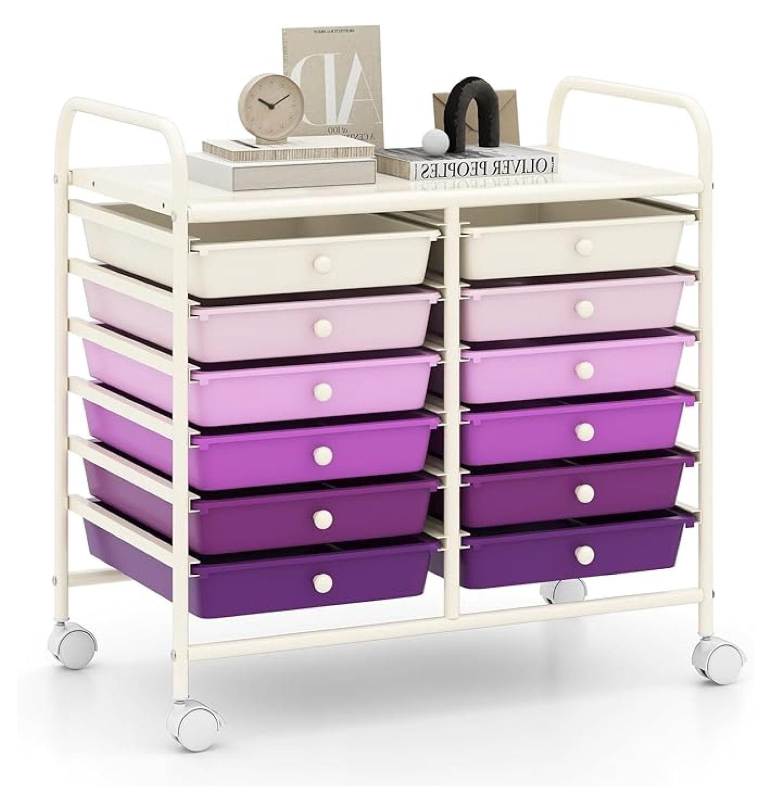 12-Drawer Rolling Storage Cart, Mobile Utility Cart, Removable Drawers ...
