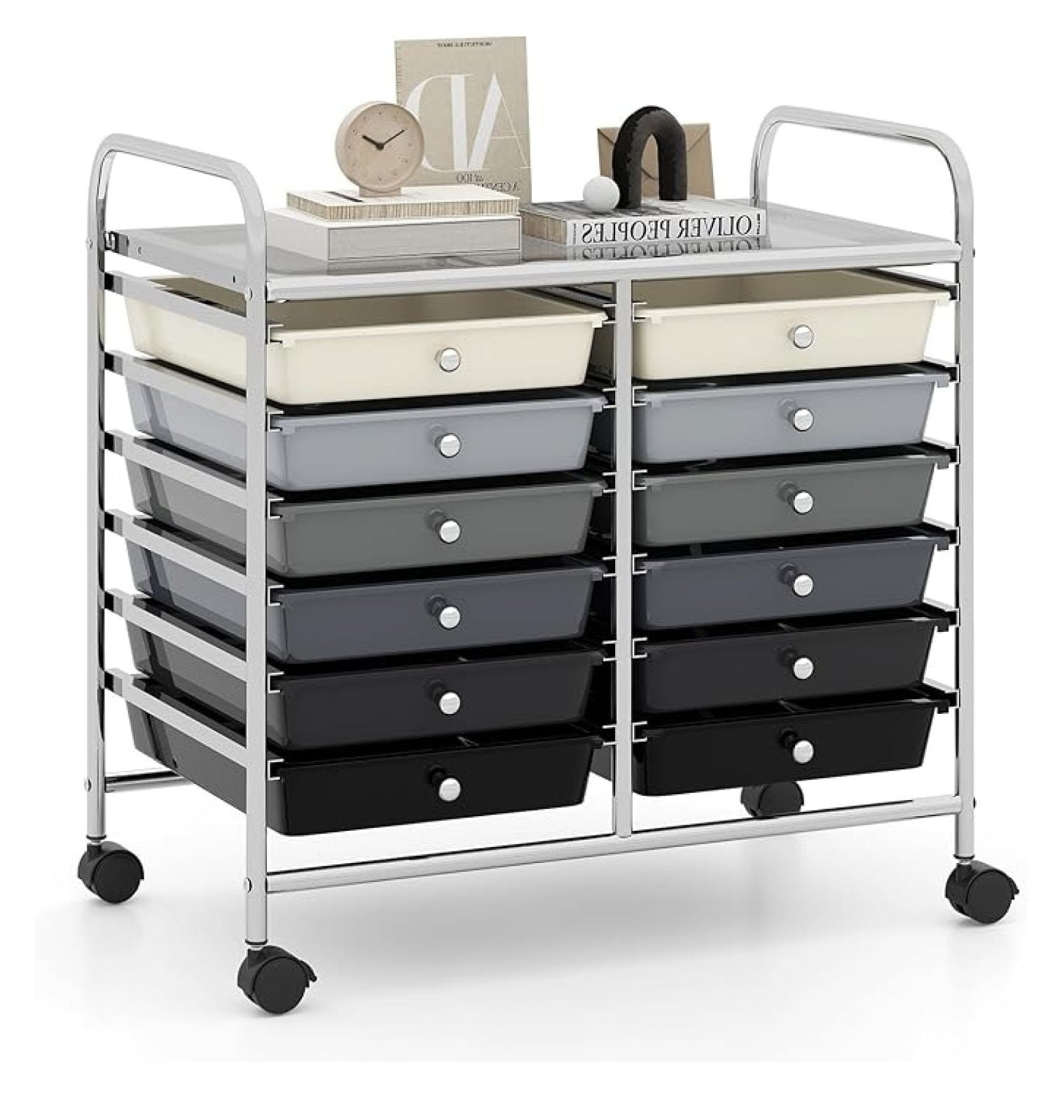 12-Drawer Rolling Storage Cart, Mobile Utility Cart on Wheels ...