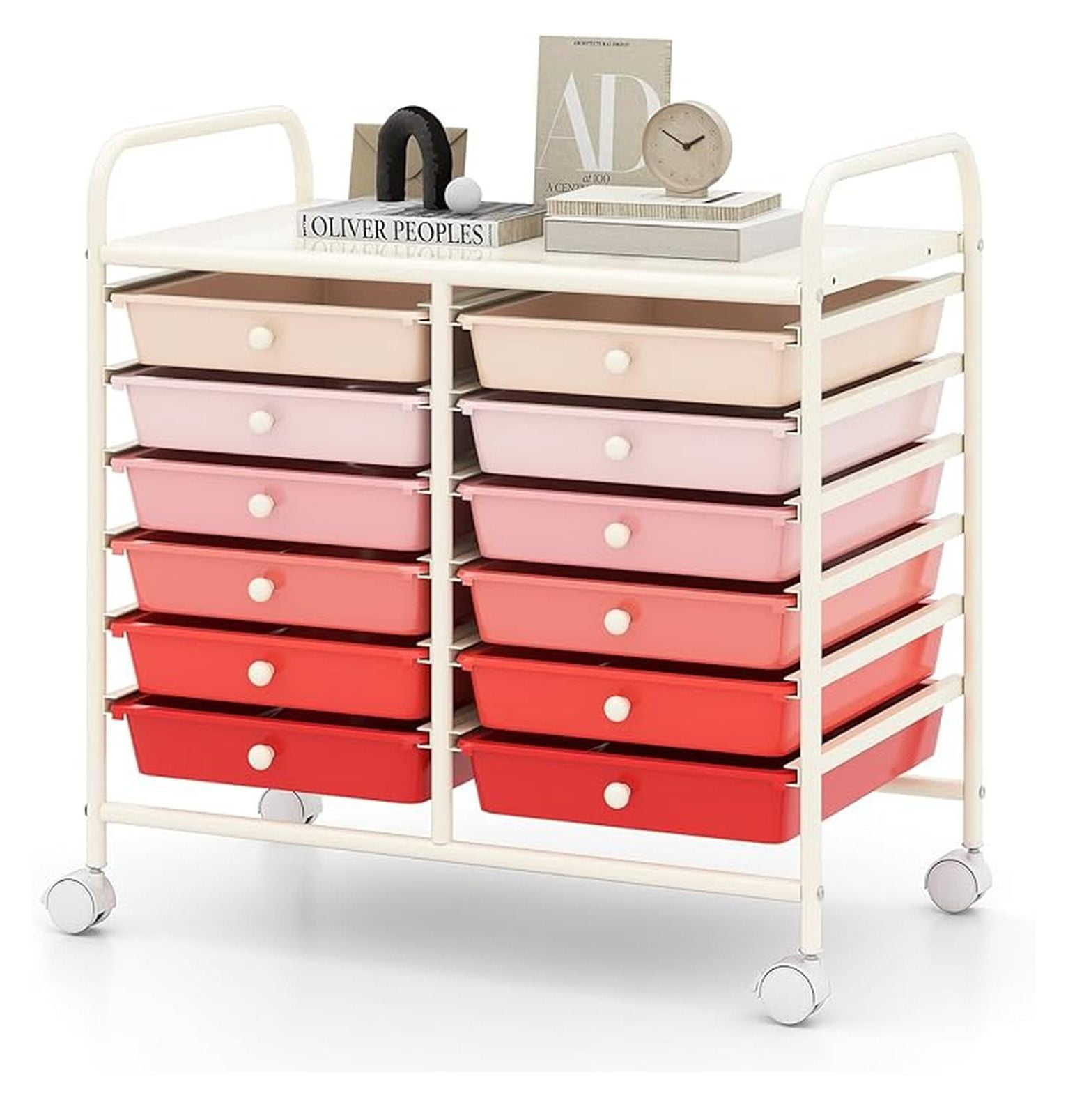 12-Drawer Rolling Storage Cart - Mobile Utility Cart on Wheels for ...